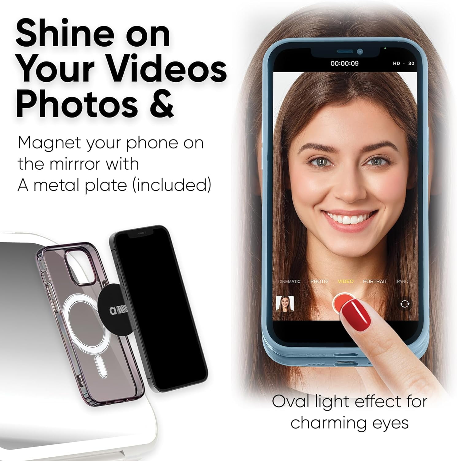 TIANMZC-Rechargeable Travel LED Mirror With 10X Magnifying Mirror ...