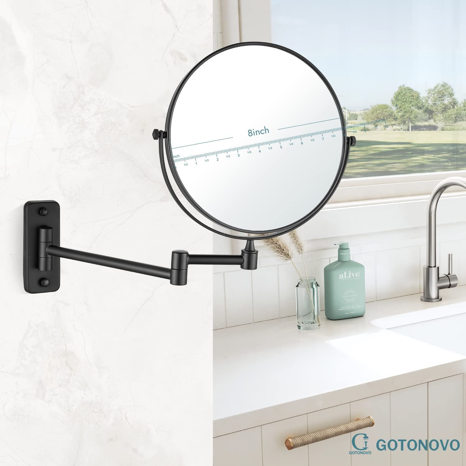 TIANMZC-Wall Mounted Magnifying Mirror Pivoting Arm Double Sided Swivel ...