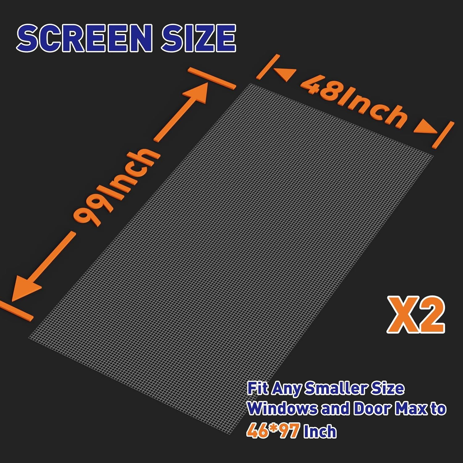 TIANMZC-Window Screen Replacement Mesh 48" W x 99" L 2pcs - DIY ...