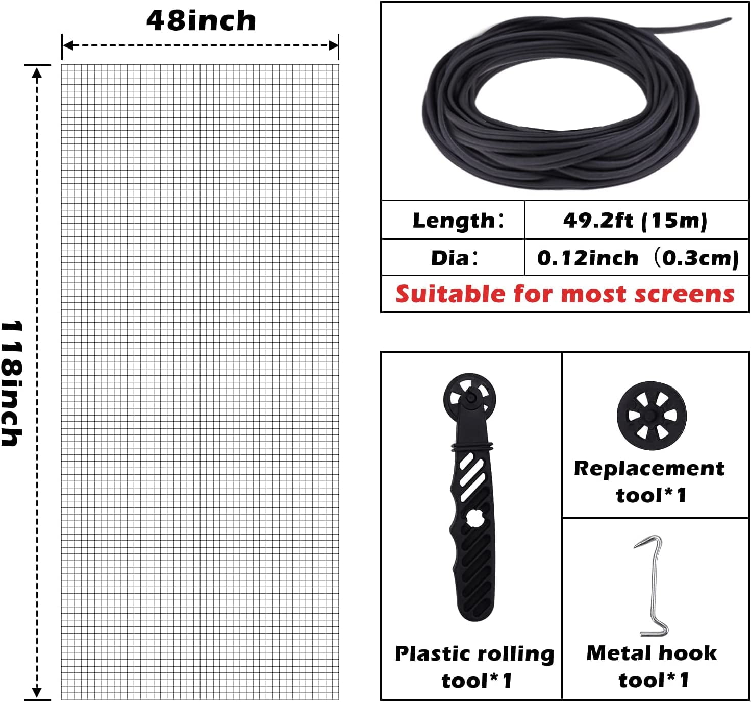 TIANMZC-Window Screen Replacement and Screen Repair Kit for Windows or ...