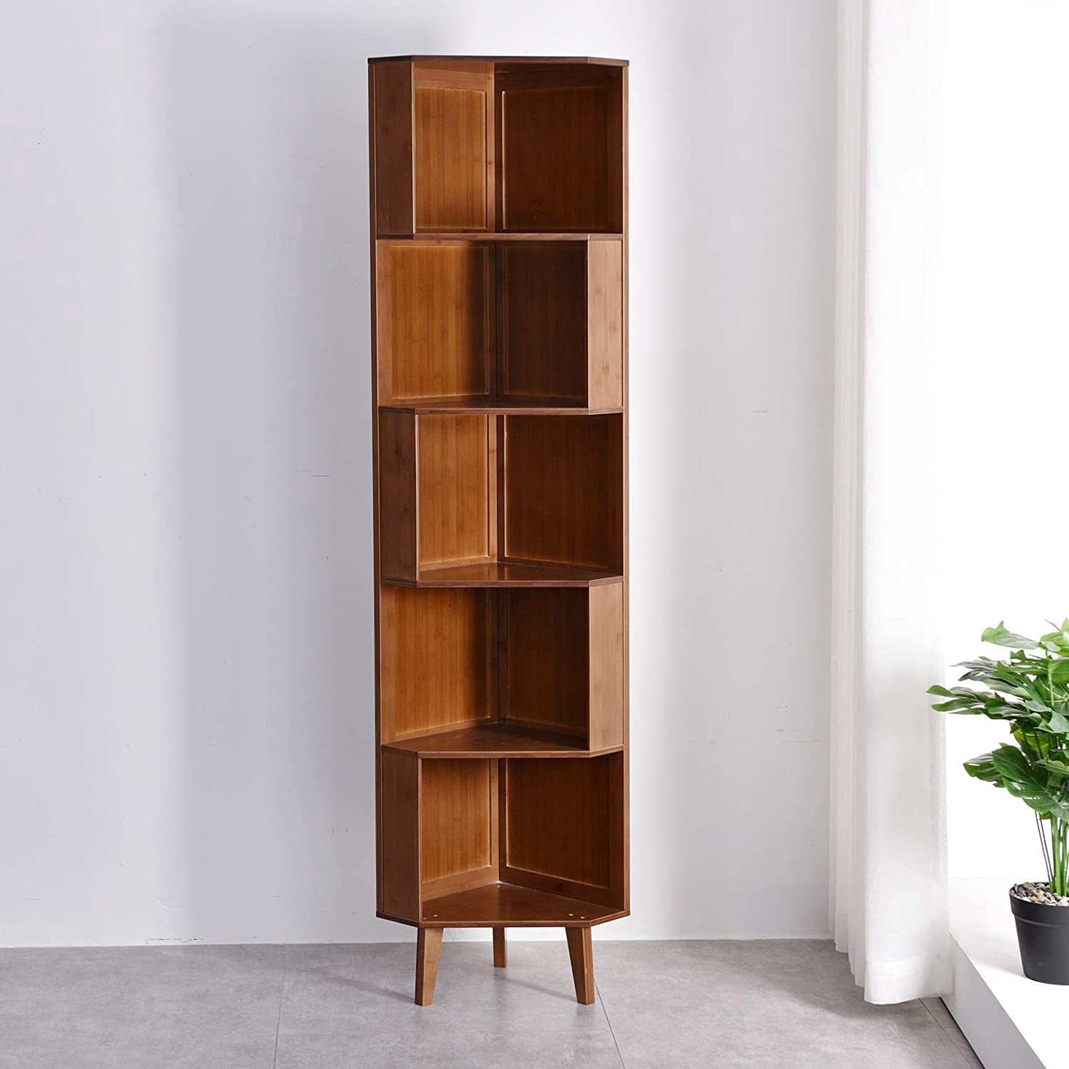 TIANTAI 5-Bookcase Industrial Cube Shelf Corner Bookshelf Display ...