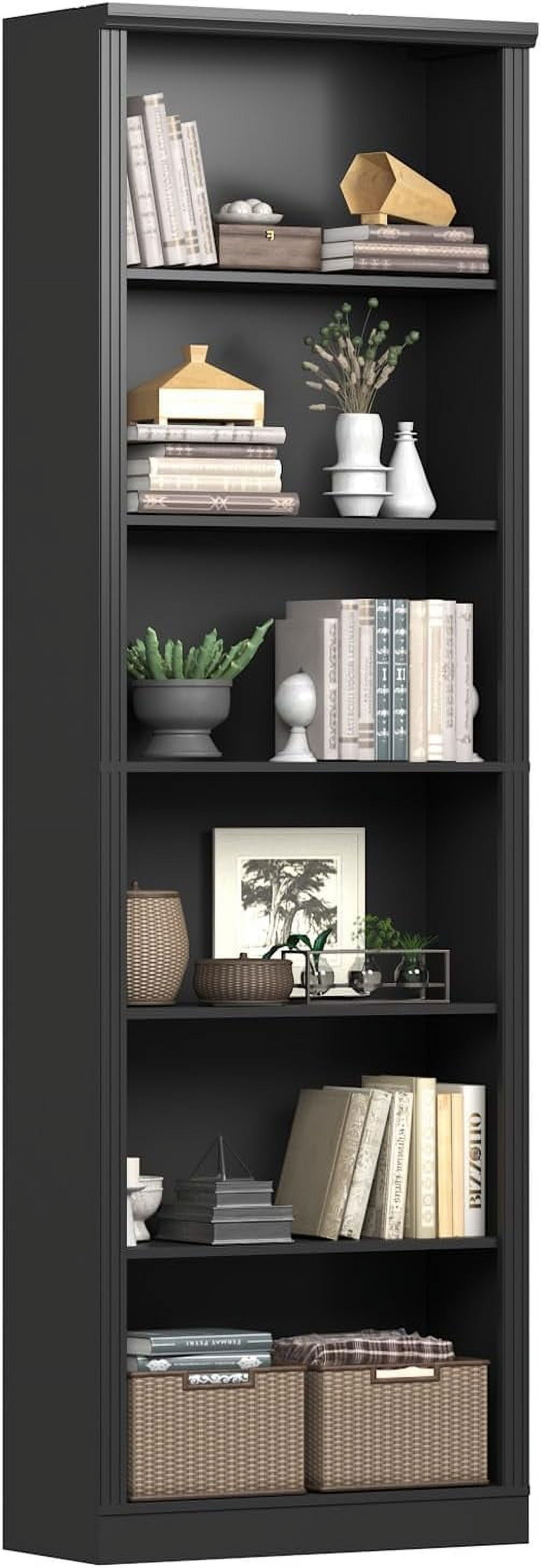 TIANTAI 75" Tall Bookshelf & Bookcase 6-Tier Adjustable Storage Shelves ...