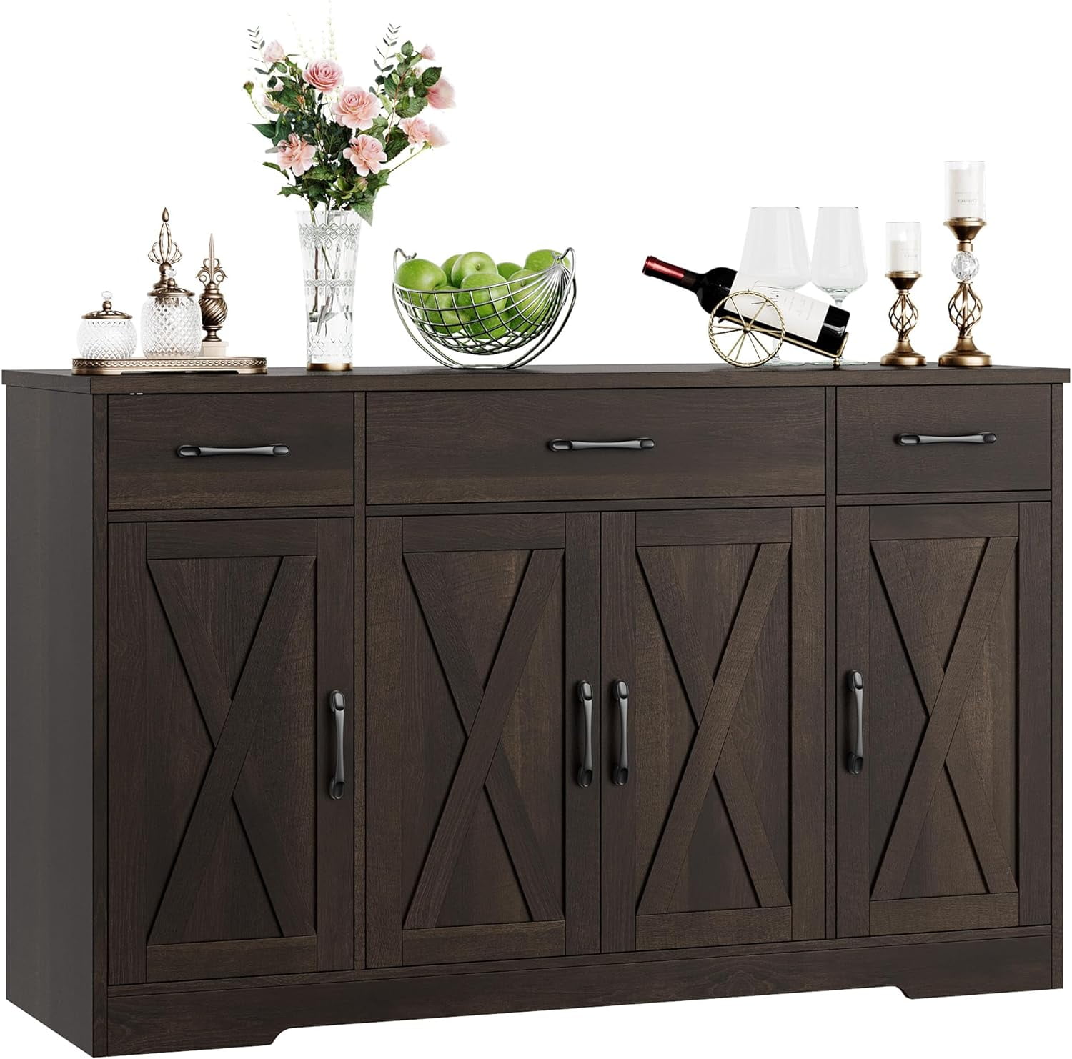 TIANTAI Buffet Cabinet with Drawers, 55" Large Sideboard Buffet Storage ...