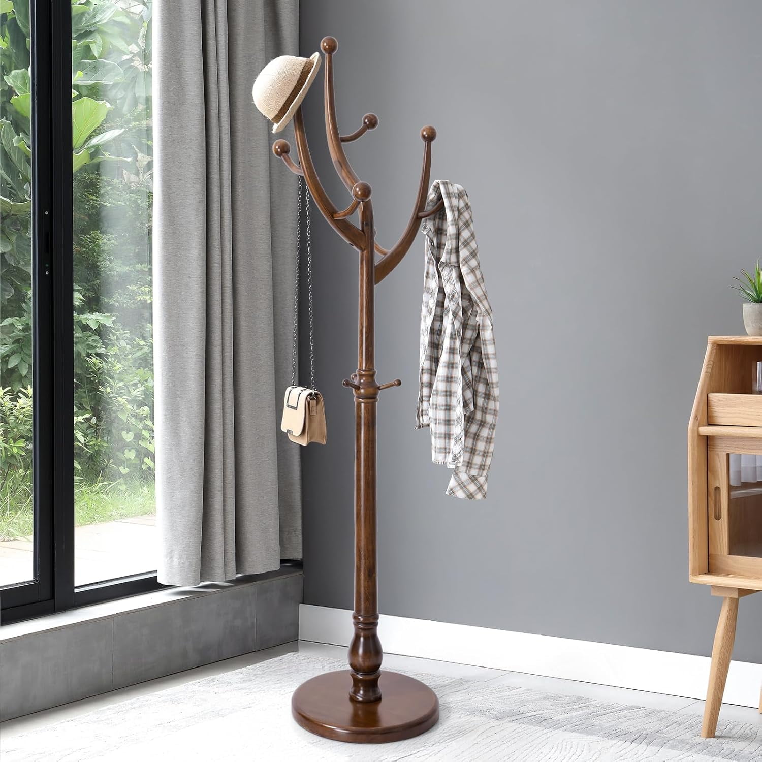 TIANTAI Coat Rack Freestanding Coat Tree with Sturdy Round Base, Unique ...