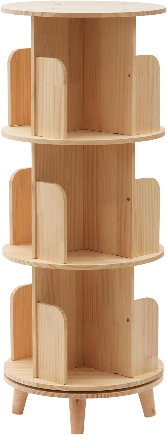 TIANTAI Kids Rotating Bookshelf,3 Tier 360°Display Rotating Bookshelf ...