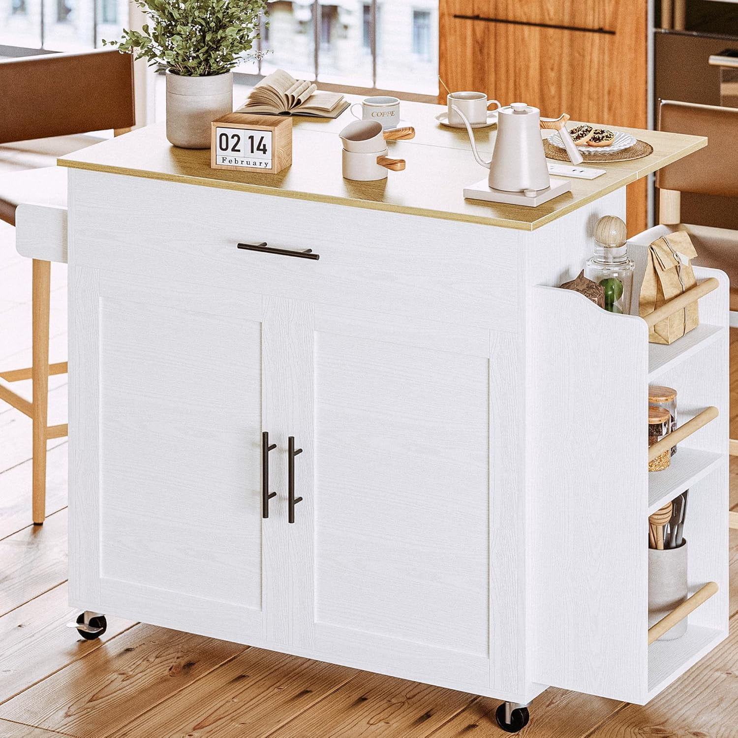 TIANTAI Kitchen Island with Storage, Rolling Kitchen Island on Wheels ...