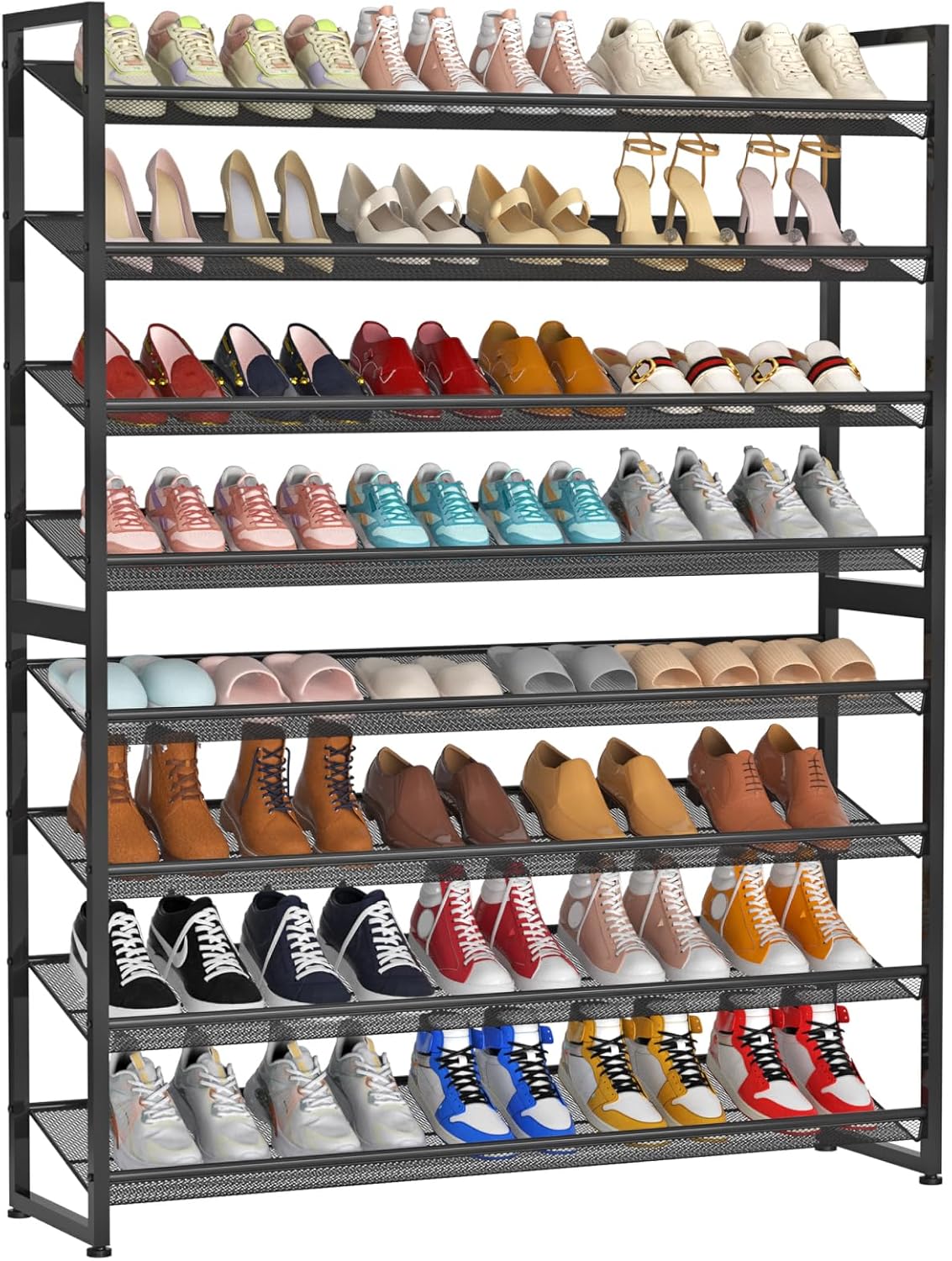TIANTAI Large Shoe Rack 8 Tier Shoe Organizer, Heavy Duty Metal 4-Tier ...