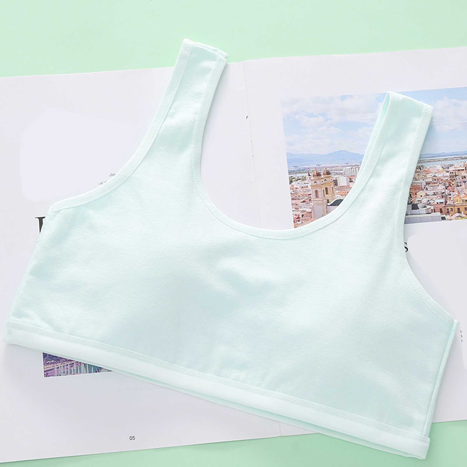TIANZEN Crop Top Bra Girls Seamless Sports Bra Training White Teen Bra ...