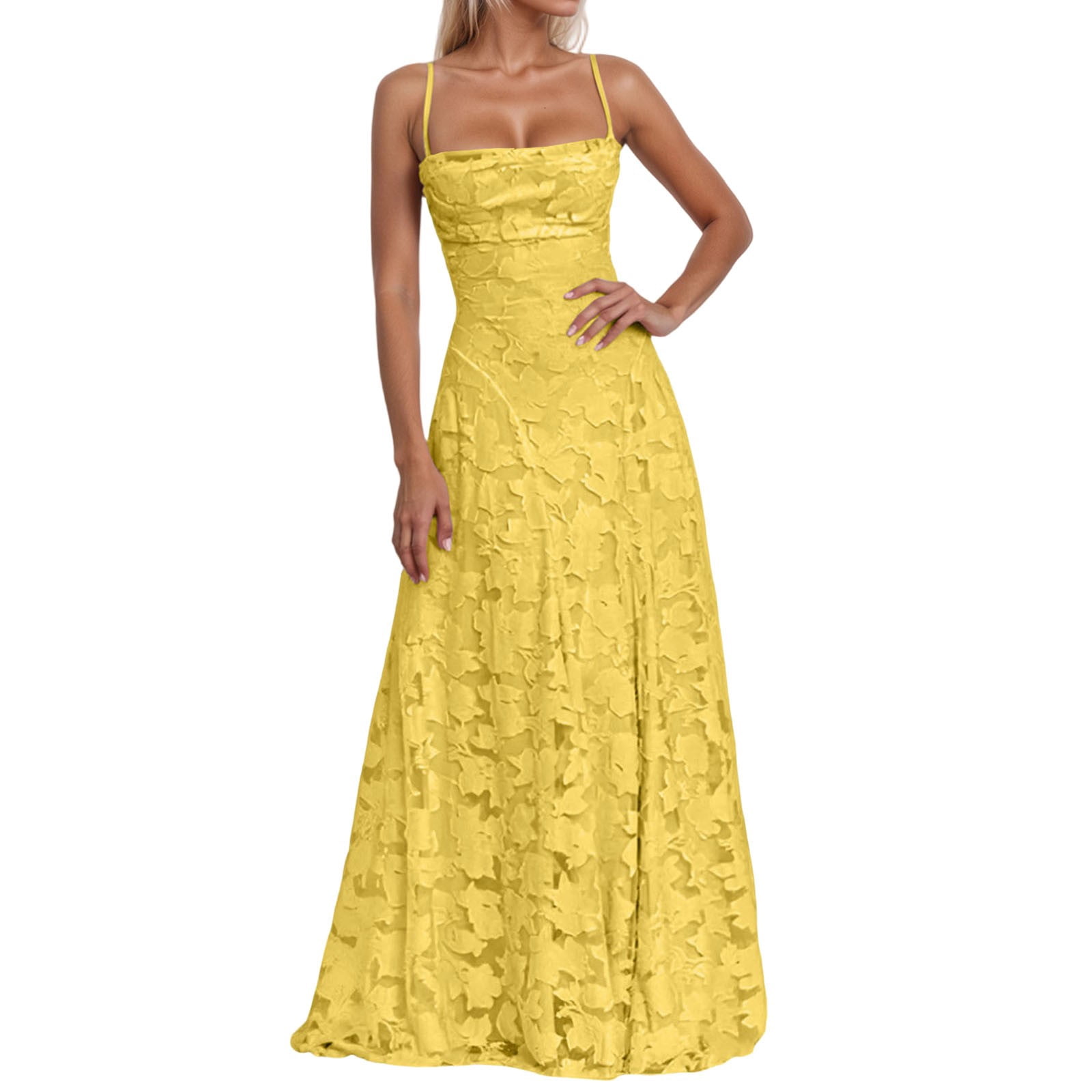 TIANZEN Elegant Formal Evening Dress Spaghetti Strap Gown With Slit For ...