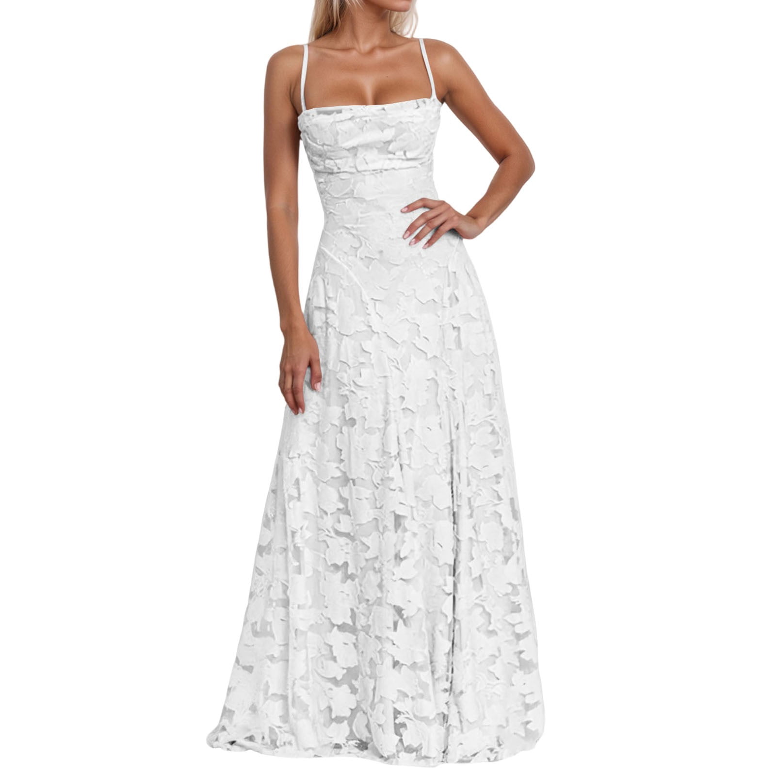 TIANZEN Elegant Formal Evening Dress Spaghetti Strap Gown With Slit For ...