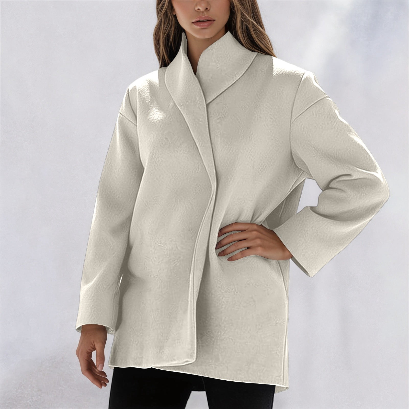 TIANZEN European Size Stylish Long Coat – Loose Fit Hooded Blend For ...
