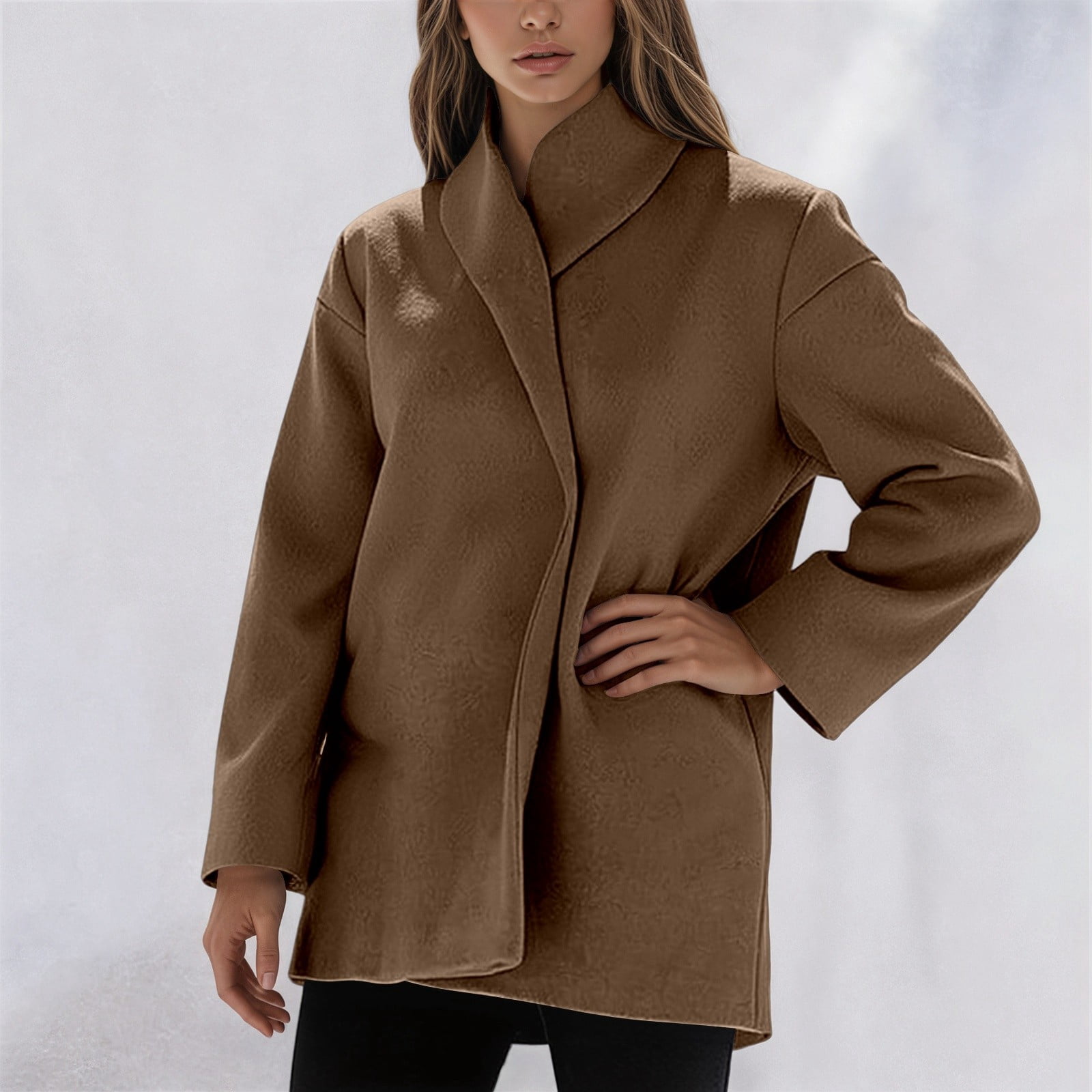 TIANZEN European Size Stylish Long Coat – Loose Fit Hooded Blend For ...