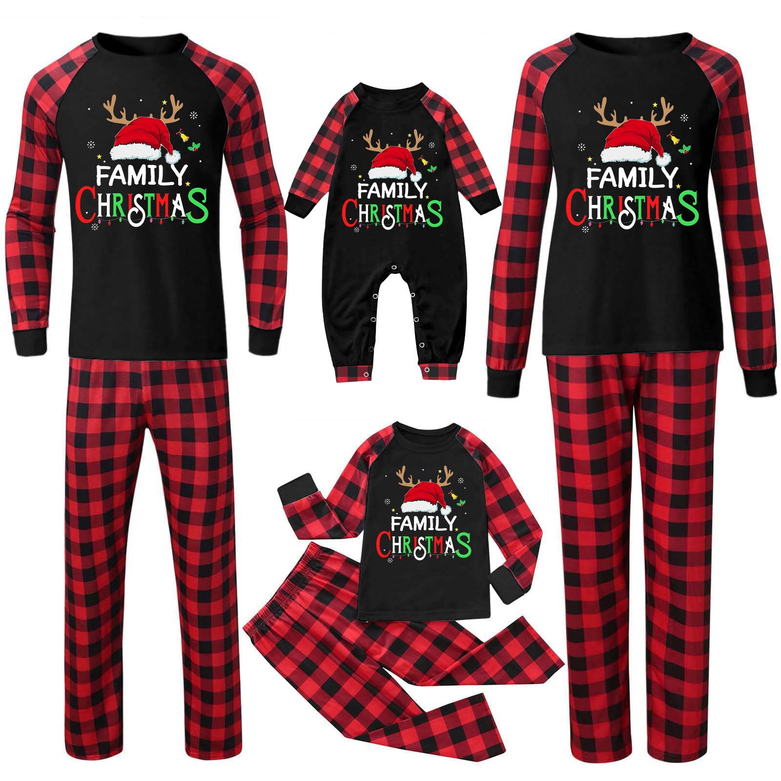 TIANZEN Family Christmas Pajama With Family Set Christmas Print Top And ...