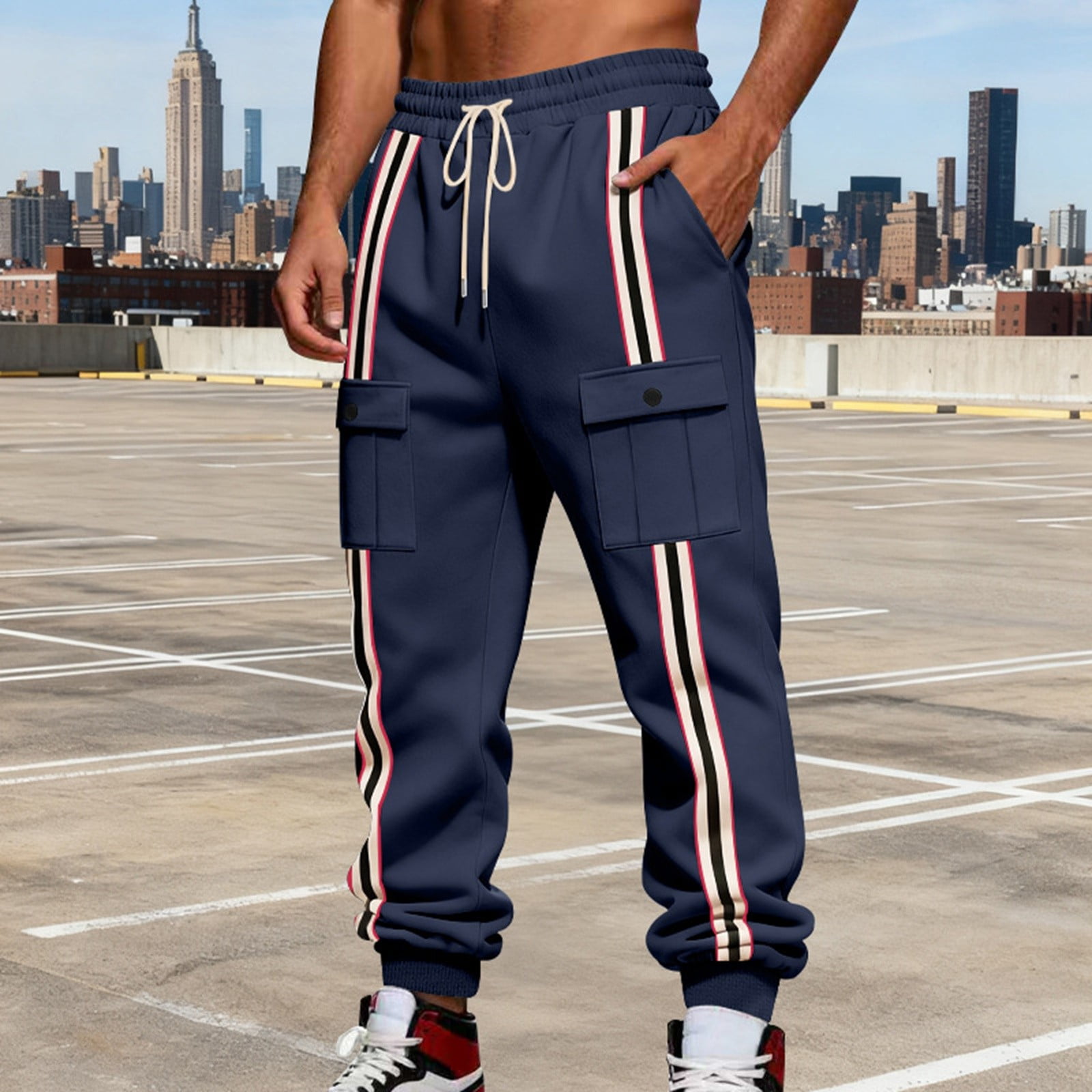 TIANZEN Heavyweight Lined Cargo Jogger Pants Winter Warm Utility ...