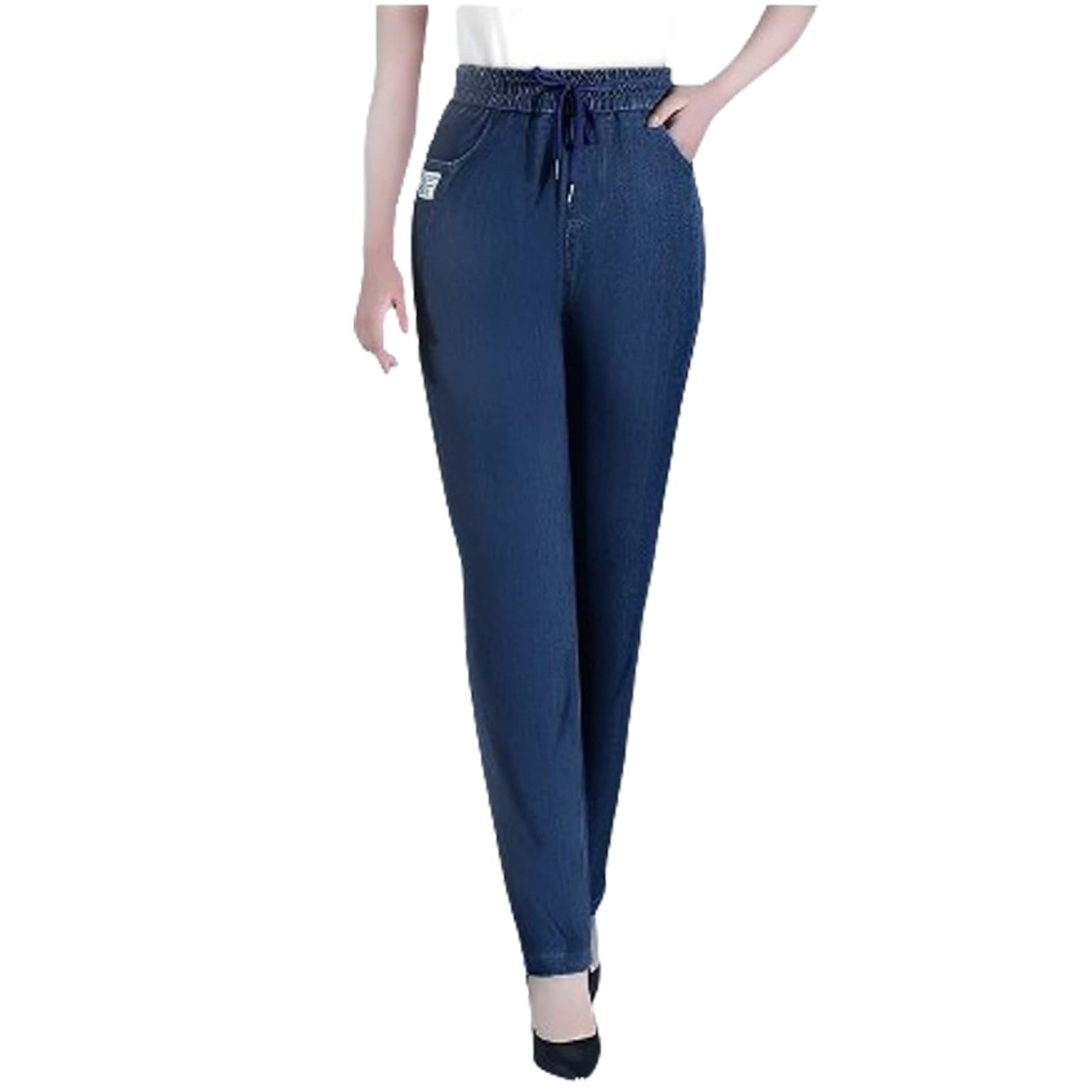 TIANZEN High Waist Stretch Mom Jeans Comfy Jeans Casual Denim Pants Flexi Pants For Women Jean ...