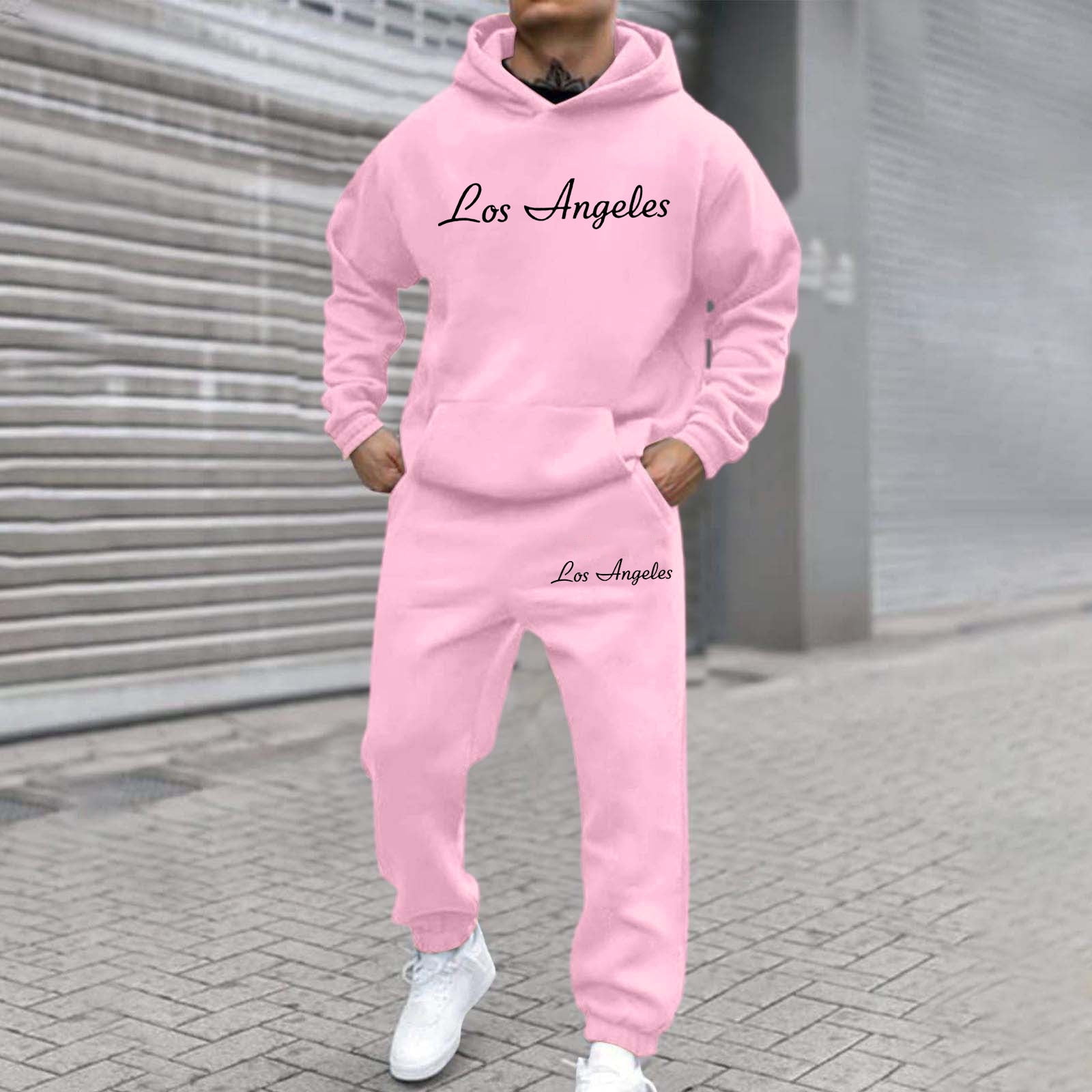 TIANZEN Men's Casual Hooded Sweatsuit Set Loose Fit Printed Pullover ...