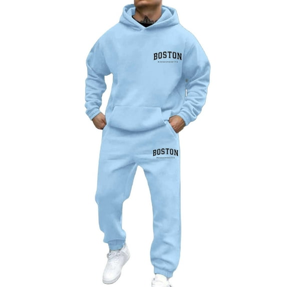 TIANZEN Men's Casual Hoodie And Jogger Set Letter Print Sweatsuit For ...