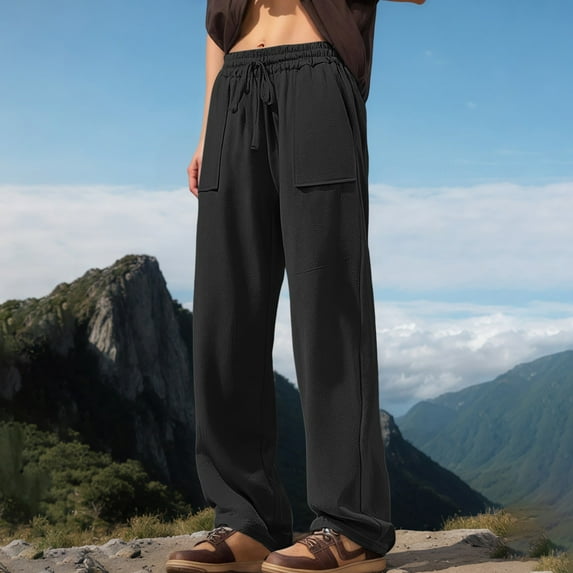 TIANZEN Men's Casual Linen Pants Comfortable Straight Fit Breathable ...