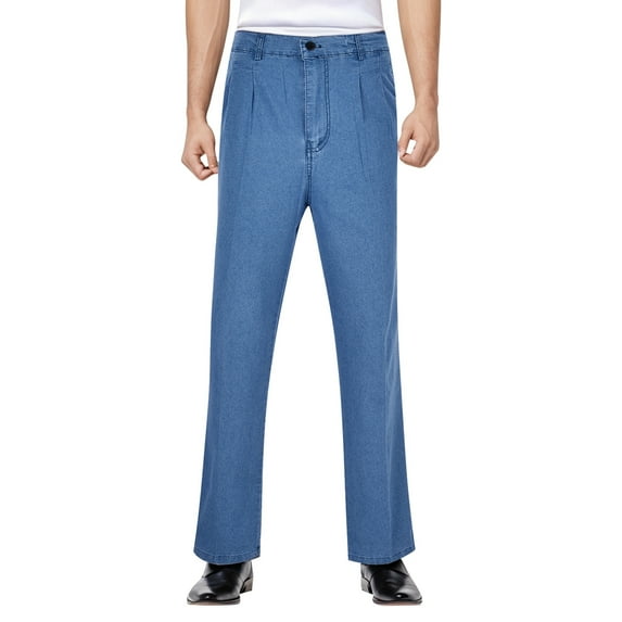 TIANZEN Men's Classic Large Size Loose Solid Blue Double Pocket Sports ...