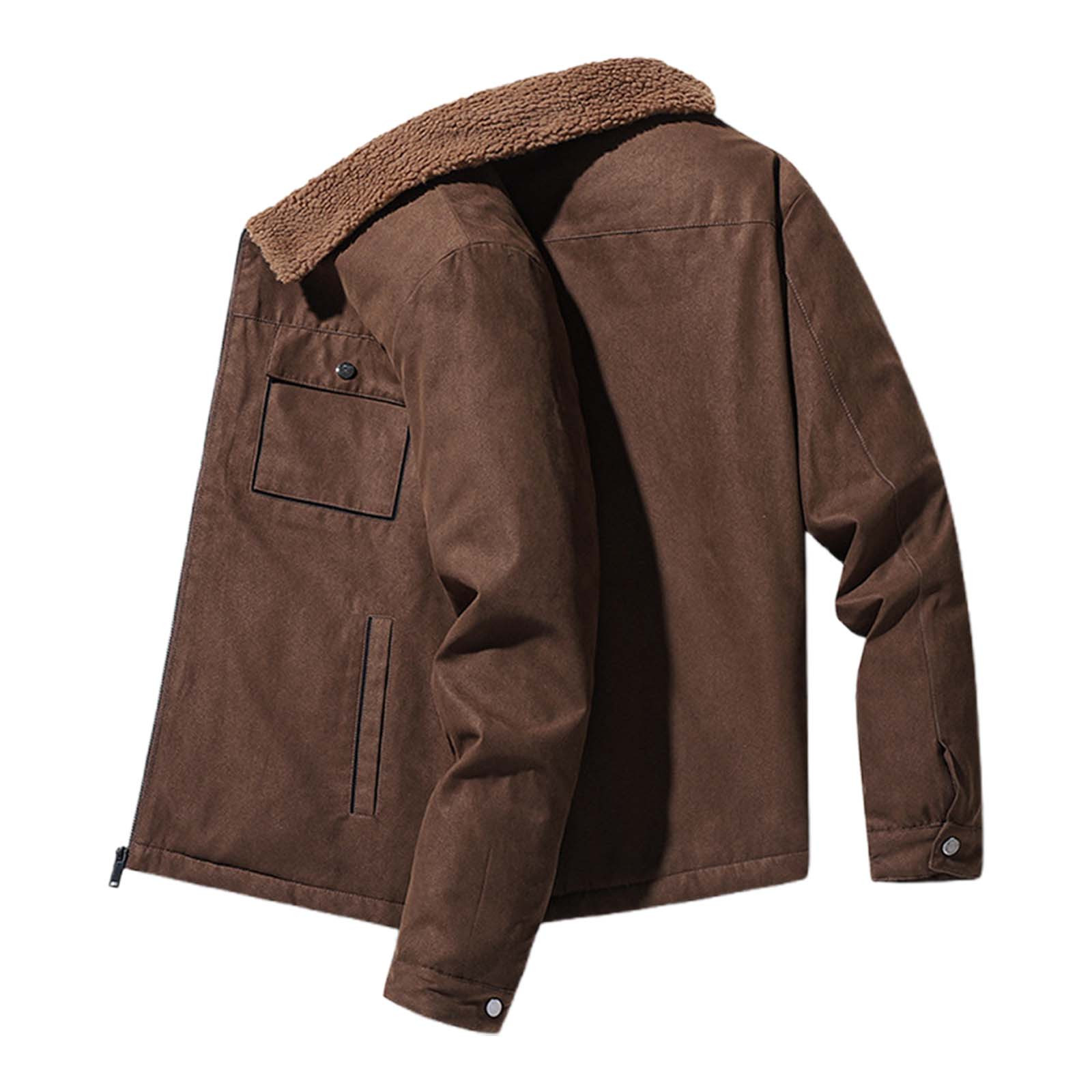 TIANZEN Men's Heated Jacket Thermal Lined Padded Winter Coat Button ...