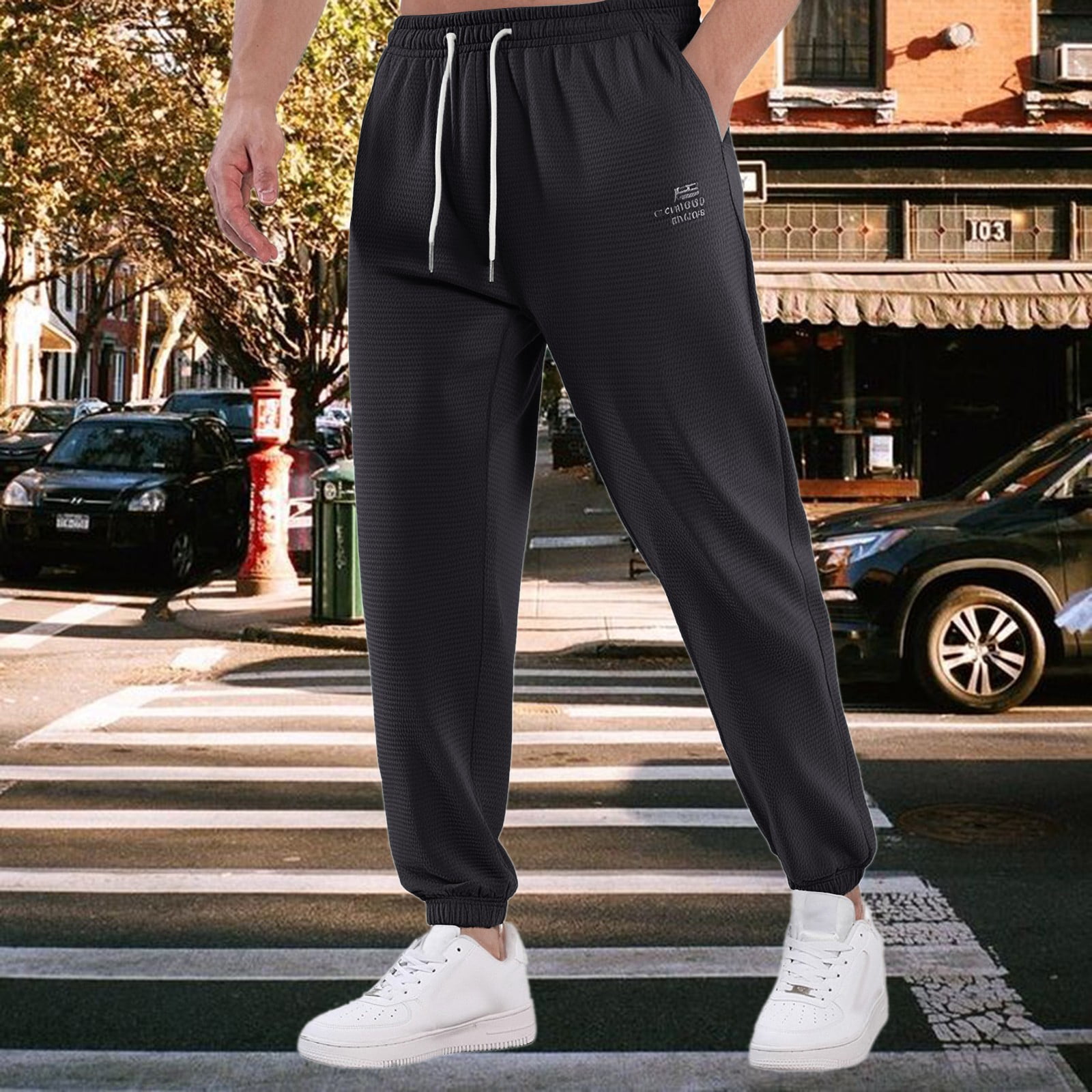 TIANZEN Men's Pants Summer Slim Mesh Breathable Sweatpants Business ...