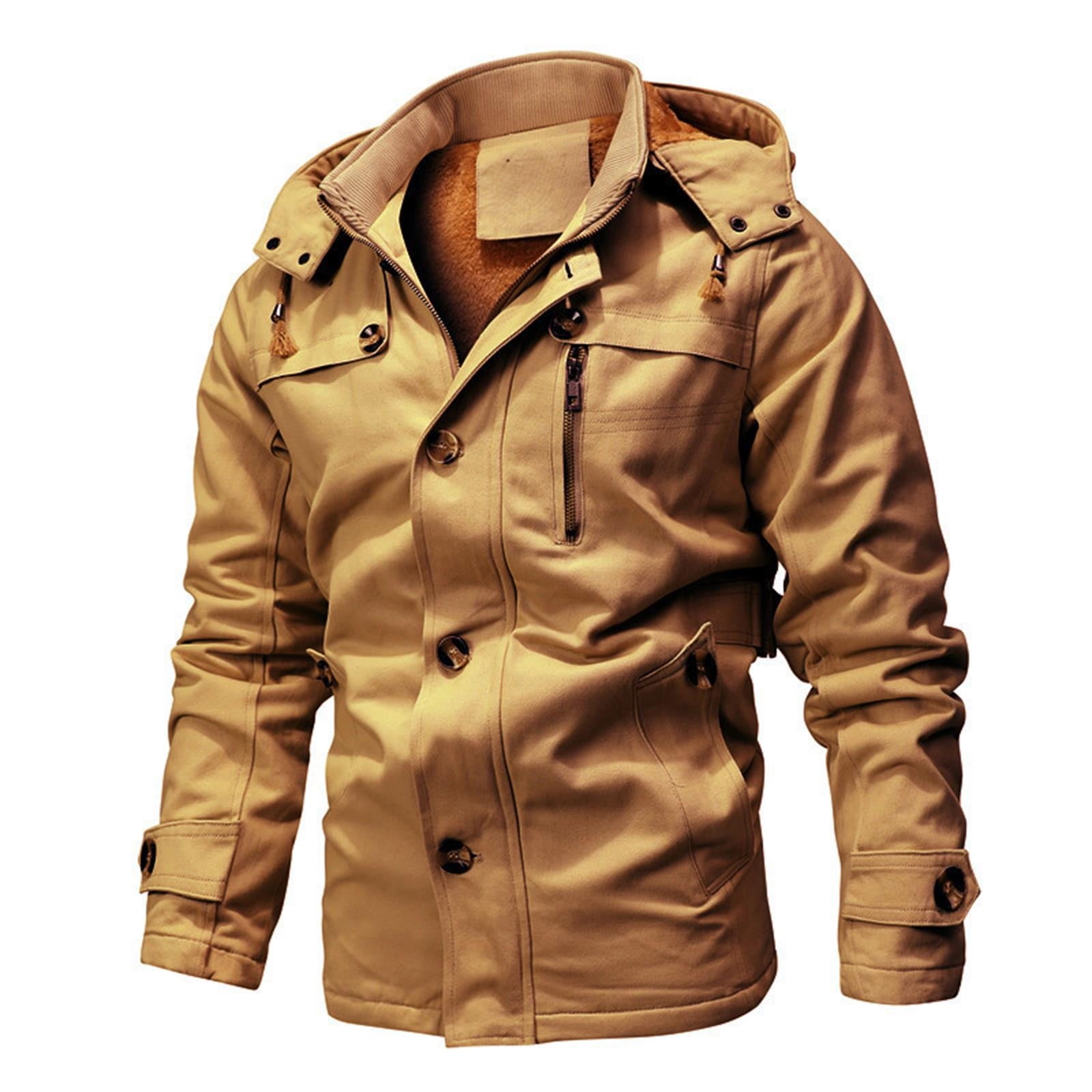 TIANZEN Men's Solid Color Velvet Trench Coat Plus Size Top Men's Jacket ...