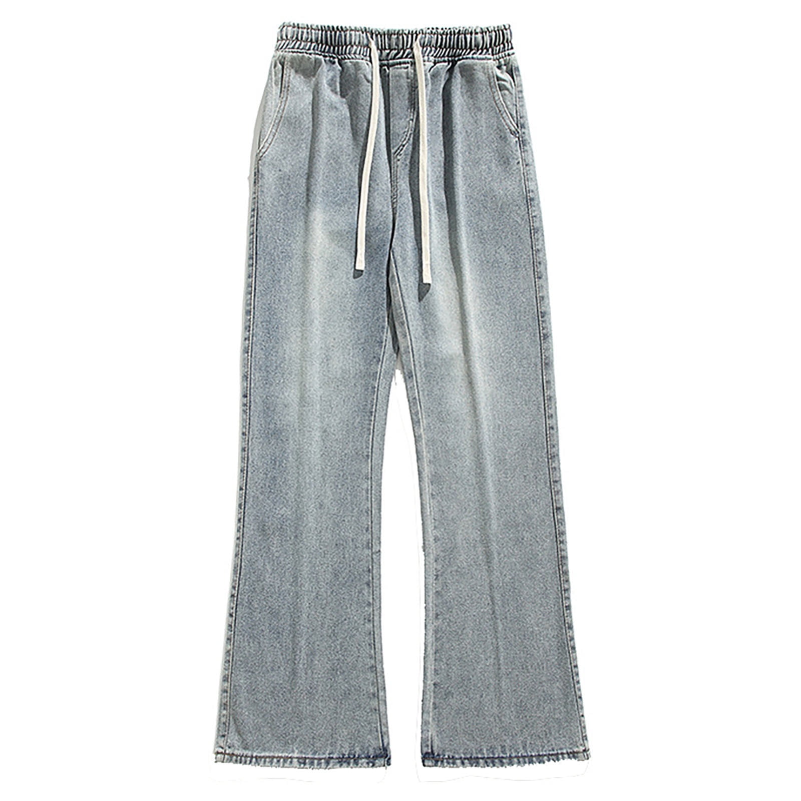 TIANZEN Men's Washed Print Holes Jeans Men's Splice Casual Trousers ...