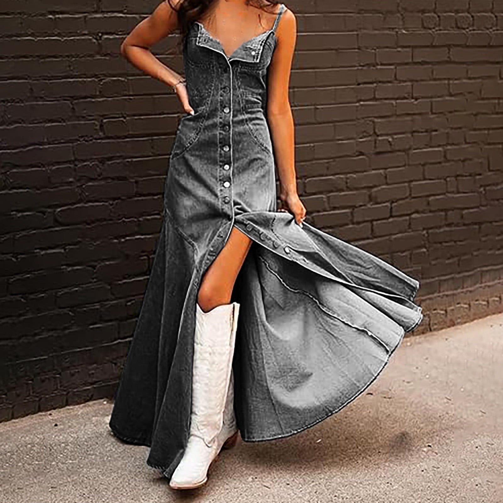 TIANZEN New Ladies Denim Washed Distressed Suspenders Slim Buckle Large ...