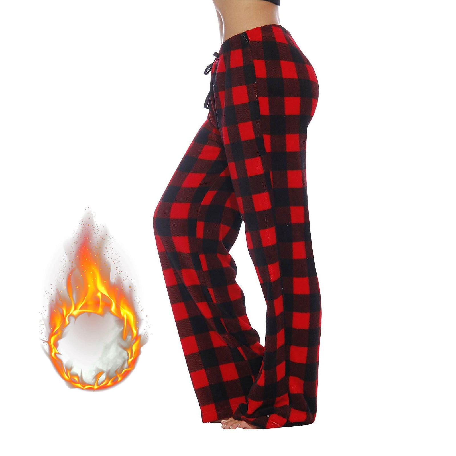 TIANZEN Plaid Print Flannel Pajama Pants Cozy Lined Sleepwear Bottoms ...