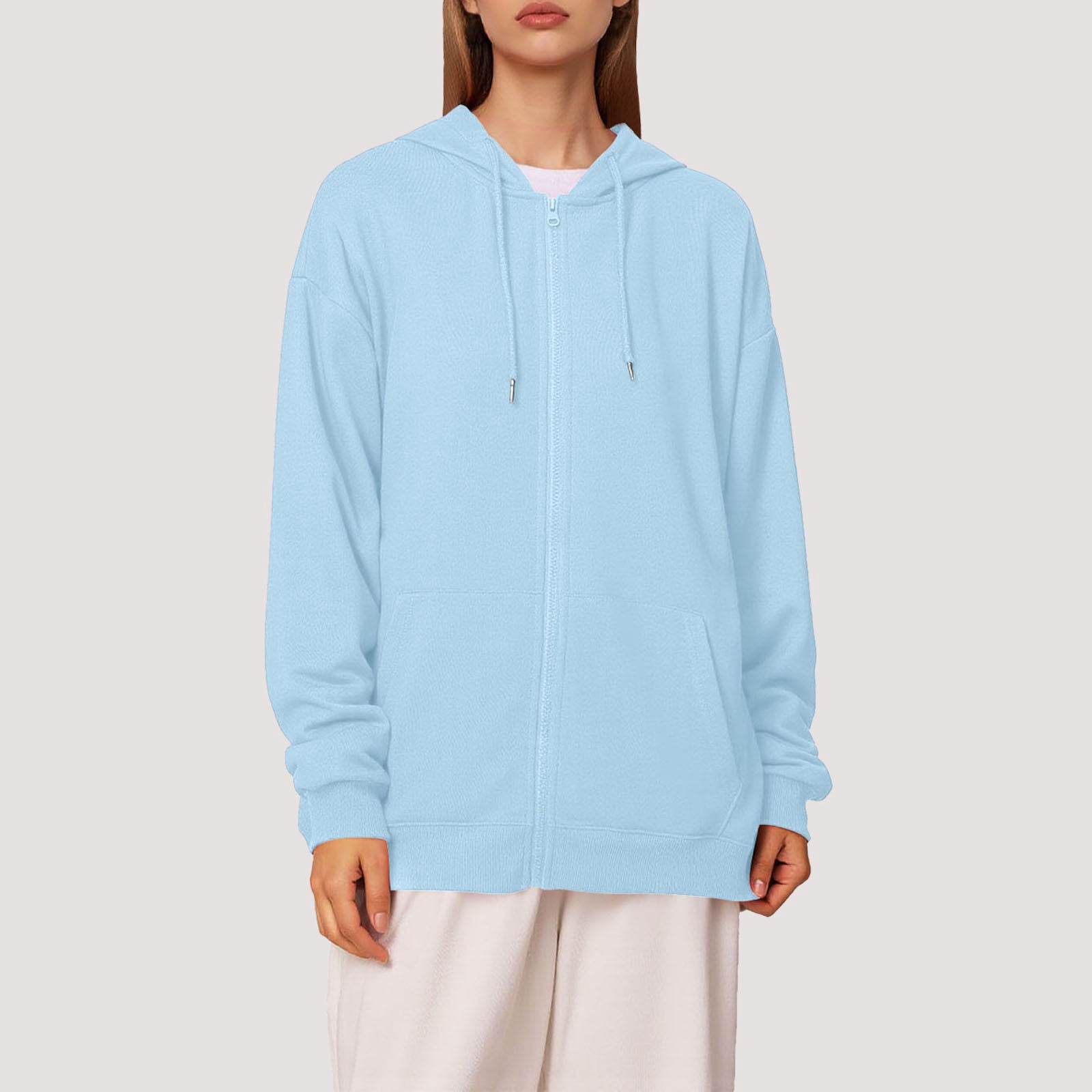 TIANZEN Plus Size Coat Hooded Long Sleeve Casual Coat For Everyday And ...