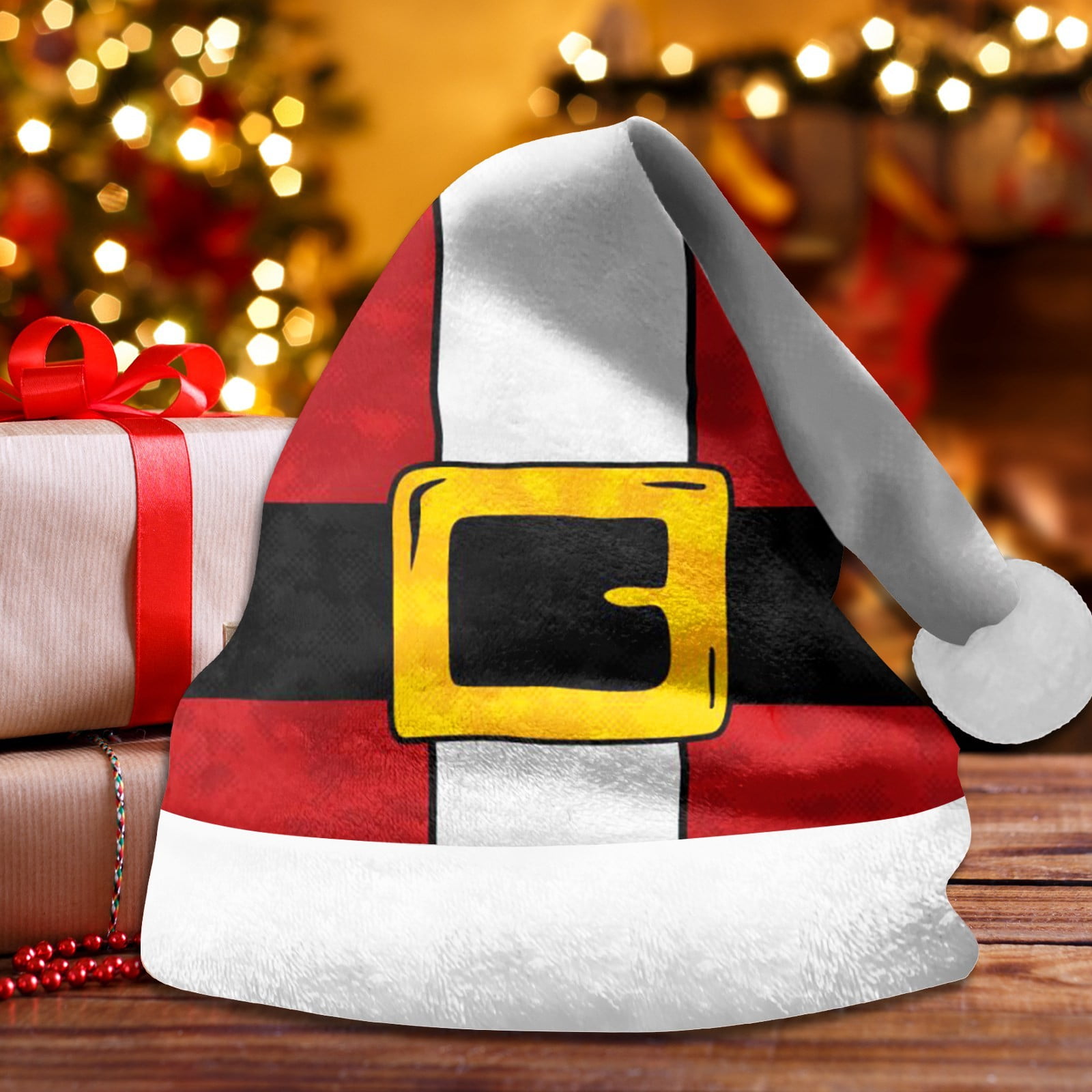 TIANZEN Printed Christmas Santa Hat With Thick Unisex Kids & Adults ...