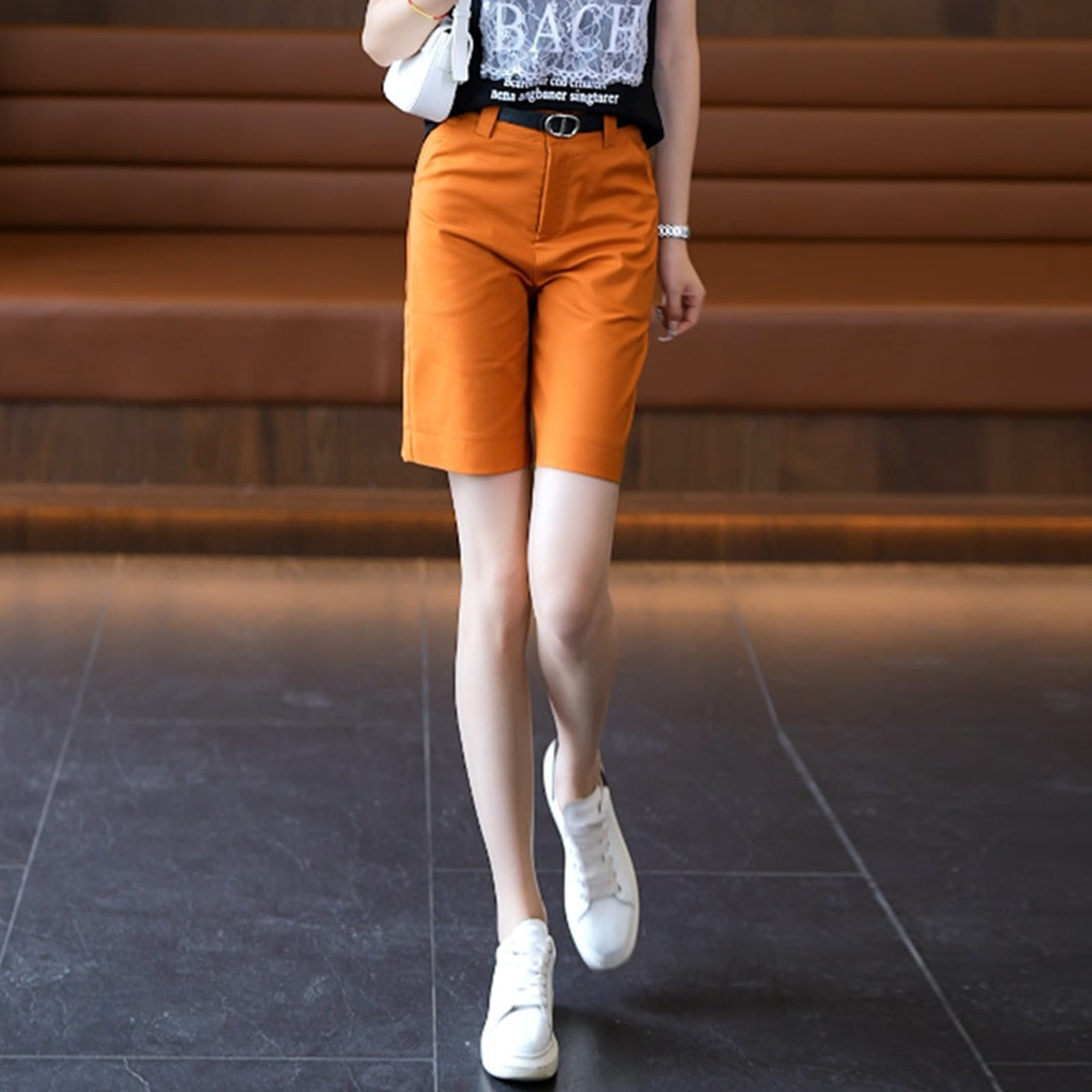 TIANZEN Slim Fit Five Eighths Shorts For Women Summer Fashion Loose Fit Straight Tube Wide Leg ...