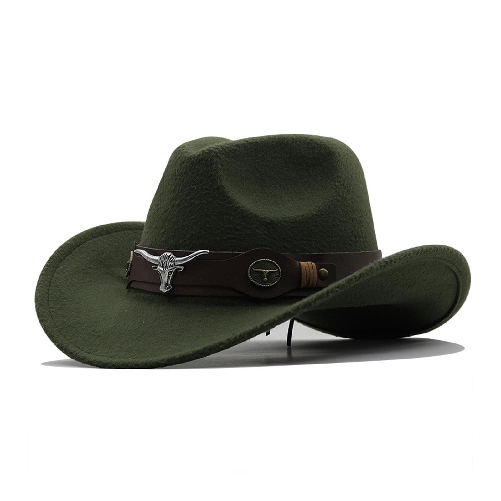 TIANZEN Western Denim Curved Top Hat Woolen Big Brimmed Hat Style ...