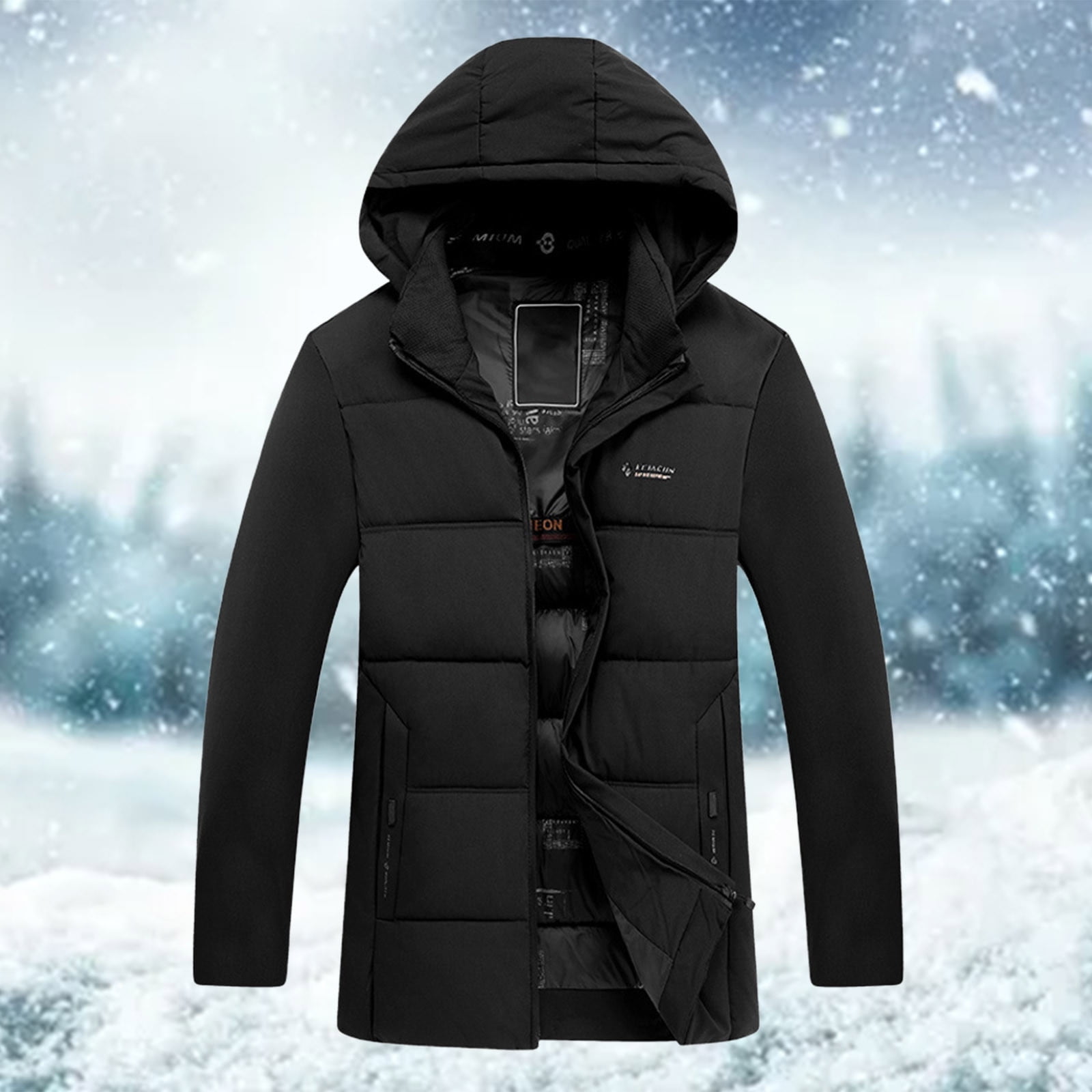 TIANZEN Winter Business Casual Men's Warm Cot Ton Jacket Men's Hooded ...