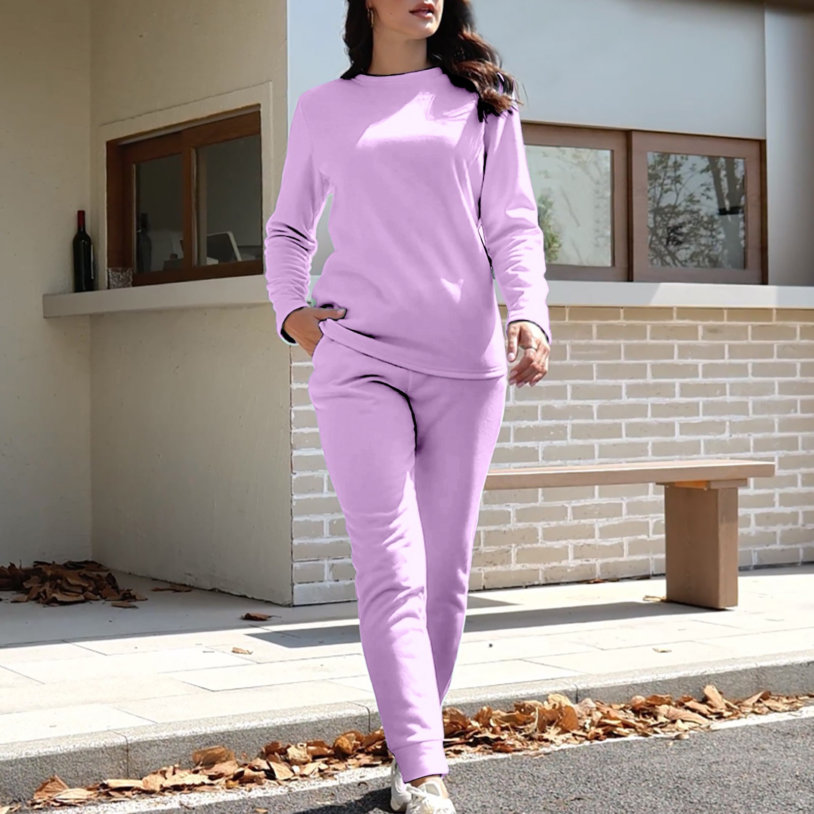 TIANZEN Winter Lined Turtleneck Top And Pants Outfit Long Sleeve ...