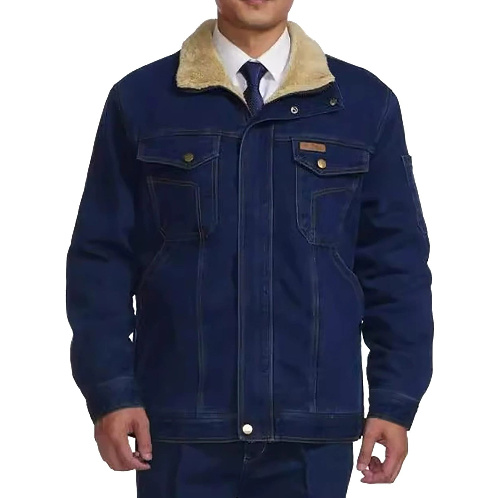 TIANZEN Winter Padded Denim Overalls Padded Men's Padded Lamb Wool ...
