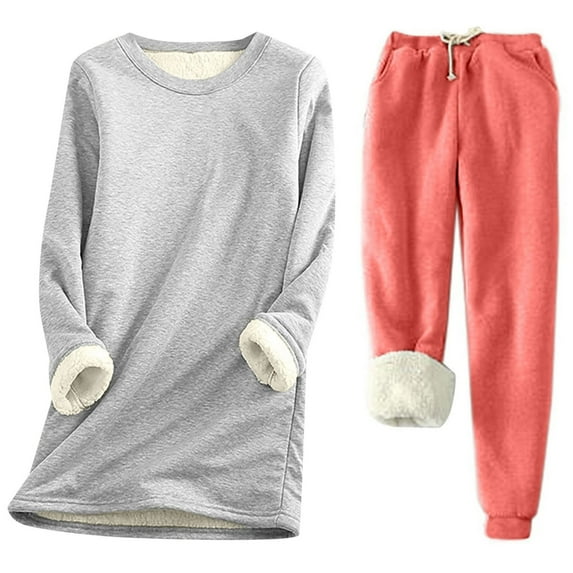 TIANZEN Winter Thermal Trousers Long Sleeve Top And Pants Outfit Cozy ...
