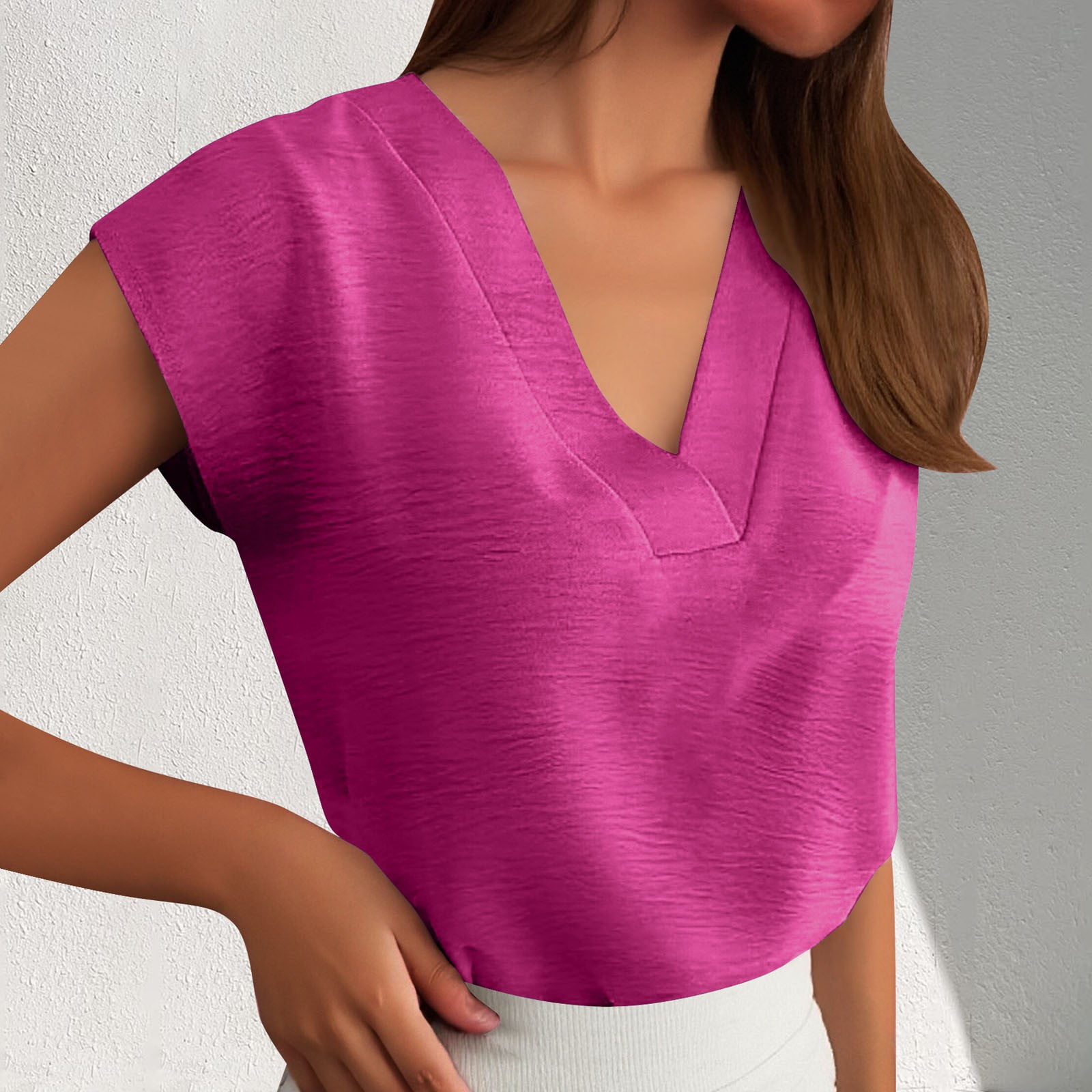 TIANZEN Women Tops Cap Sleeve Textured Dressy Casual V Neck Shirts 2025 ...