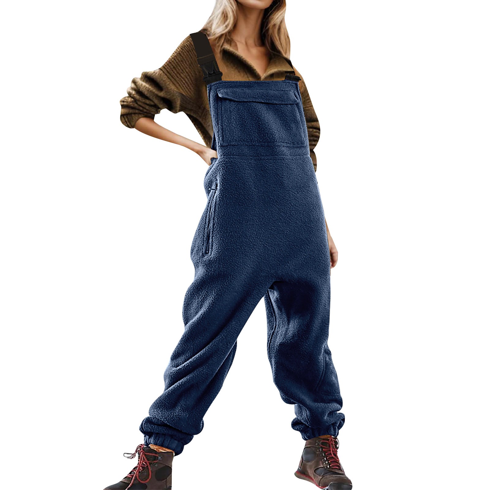 TIANZEN Women's Brushed Overalls Bibs And Adjustable Suspenders With ...