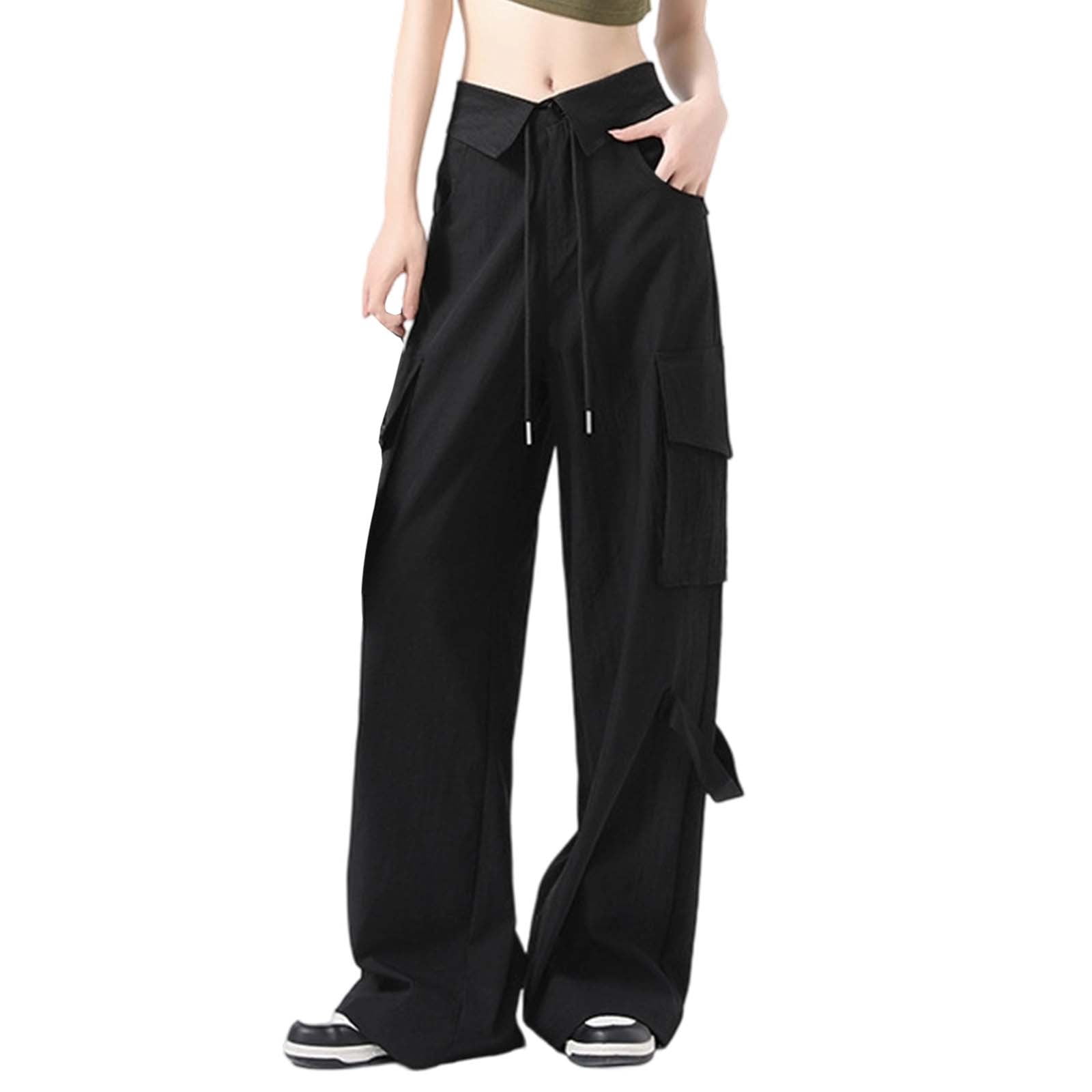 TIANZEN Women's Casual Pants High Waisted Wide Leg Straight Hem ...