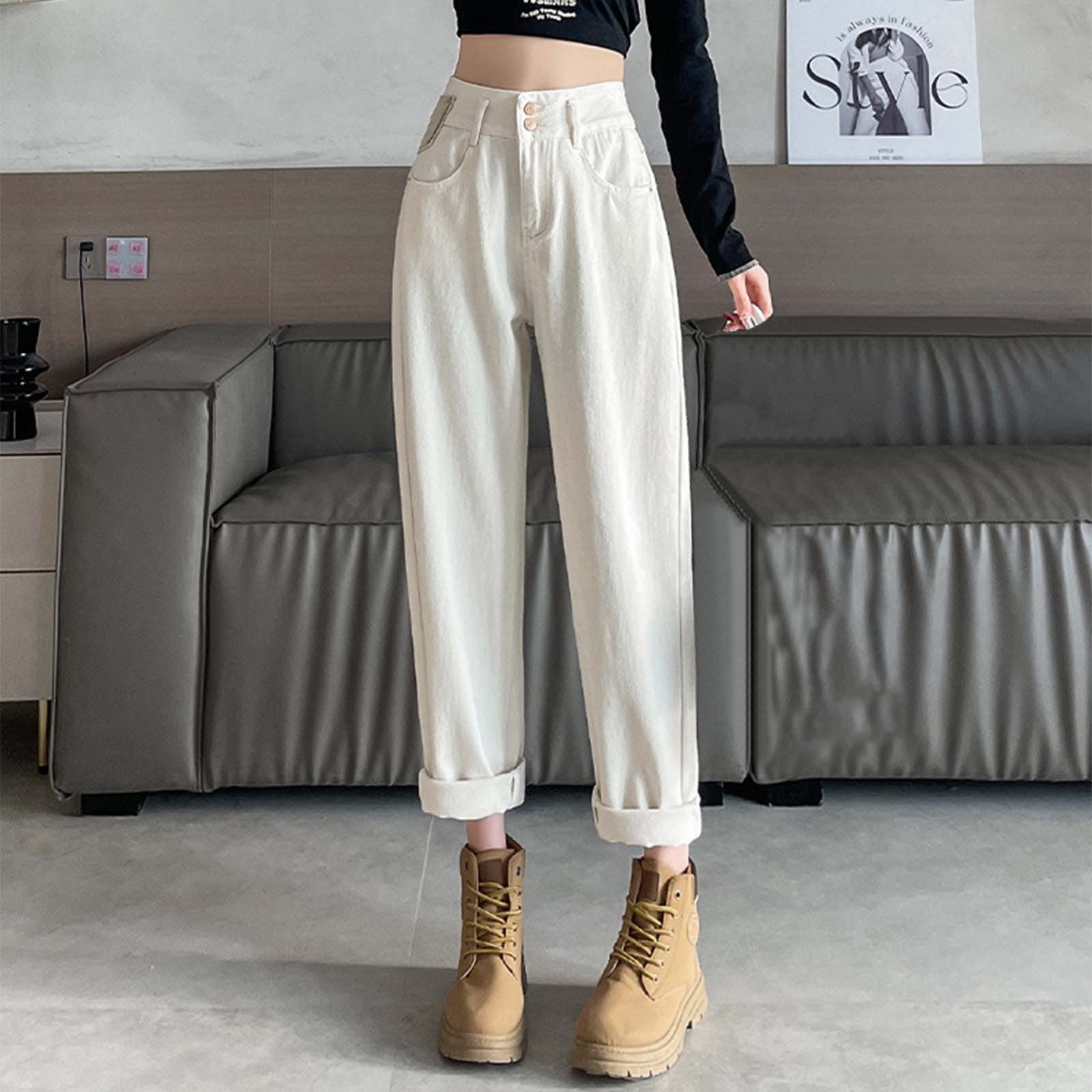 TIANZEN Women's Harlan Jeans Solid Color Straight Pear Shape Flesh ...