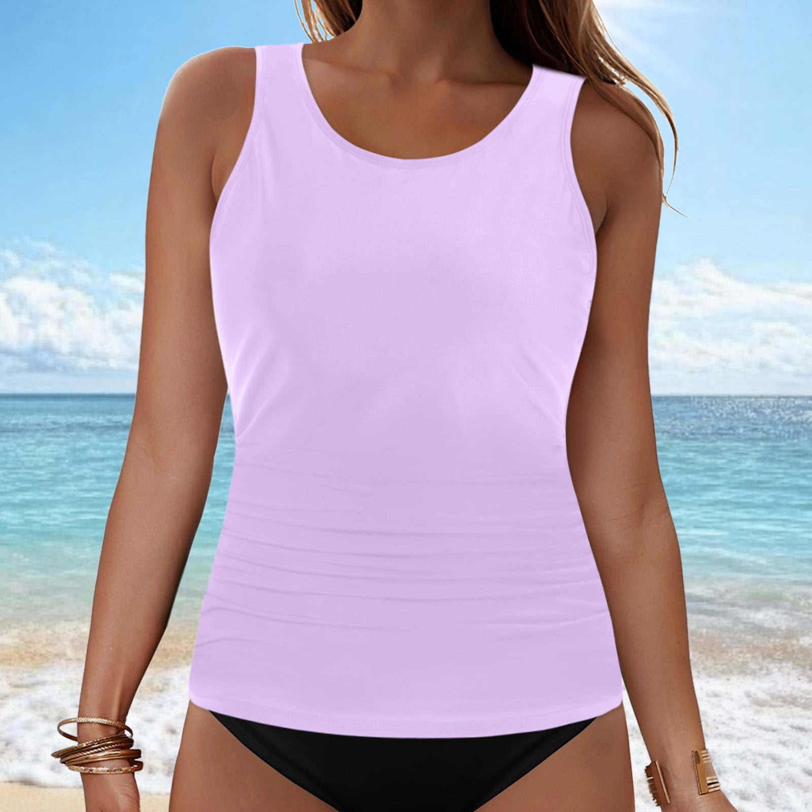TIANZEN Women's Swimwear Tankini Set Bikini Top With Swim Shorts Beach ...