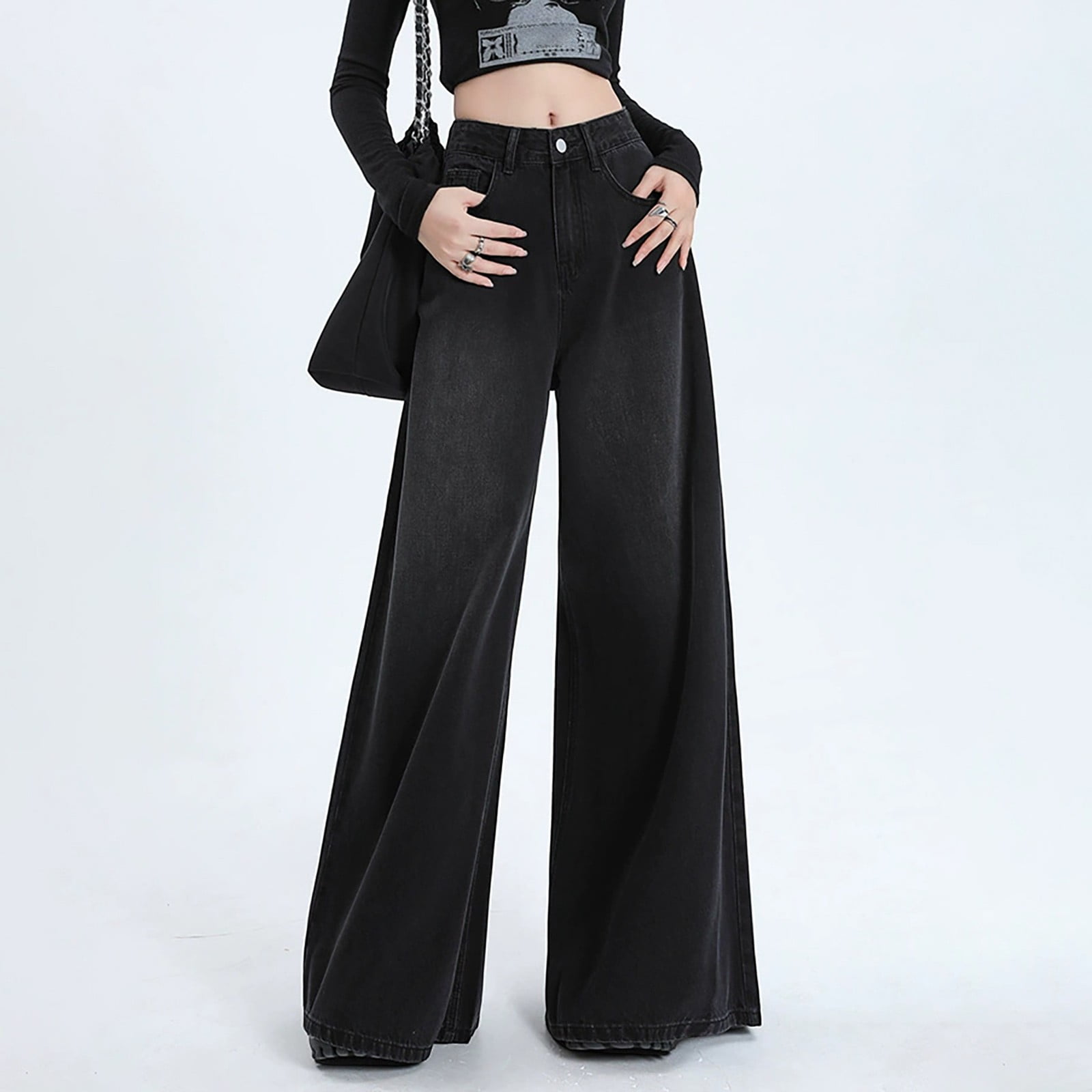 TIANZEN Women's Wash Jeans With High Waists And Wide Legs Women Jean ...