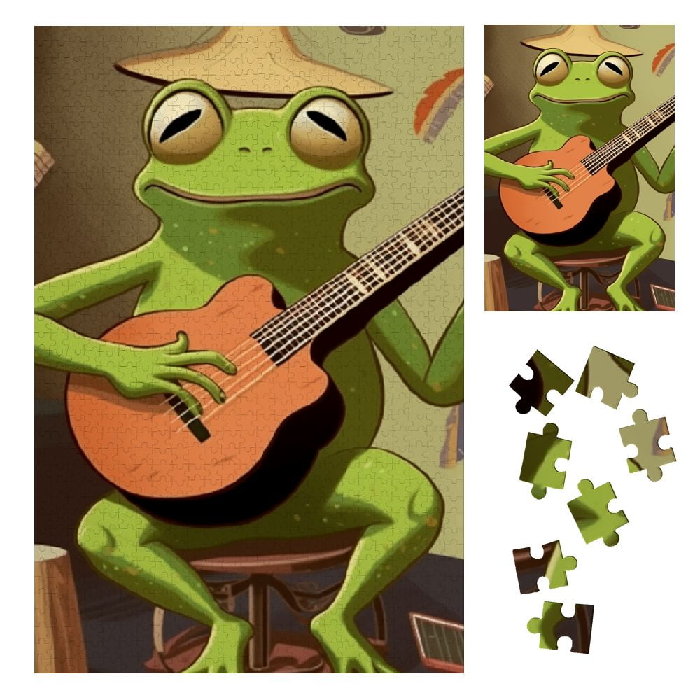 TIAOTIAOHOU Frog Wooden Jigsaw Puzzle Vertical Style for Adults and ...