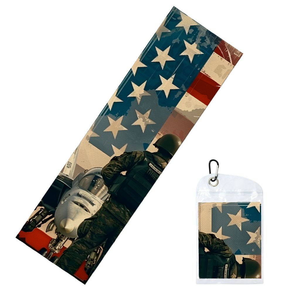 TIAOTIAOHOU Military Man Fighter Jet Flag Cooling Sweat Towel 12x40in ...