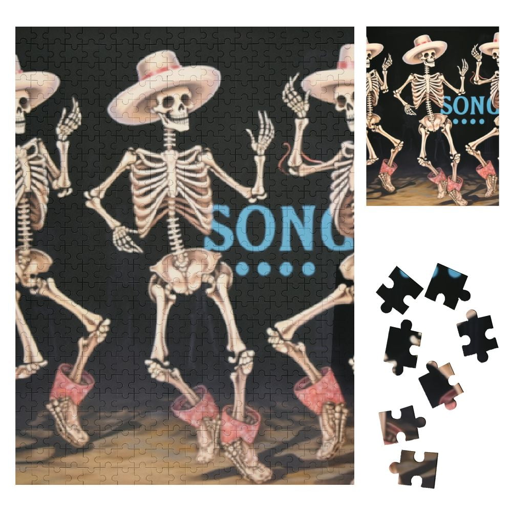 TIAOTIAOHOU Skeletons Cowboy Hats Dancing Wooden Jigsaw Puzzle for ...