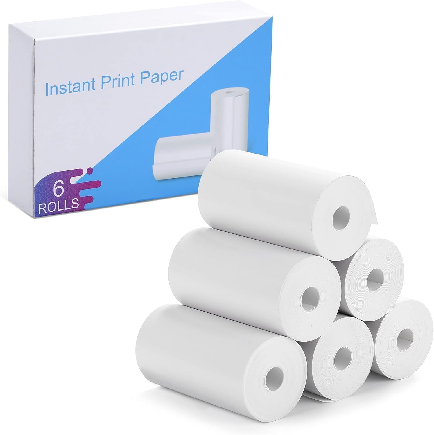 TIATUA 6 Rolls Refill Print Paper for Kids Instant Camera, Photo ...