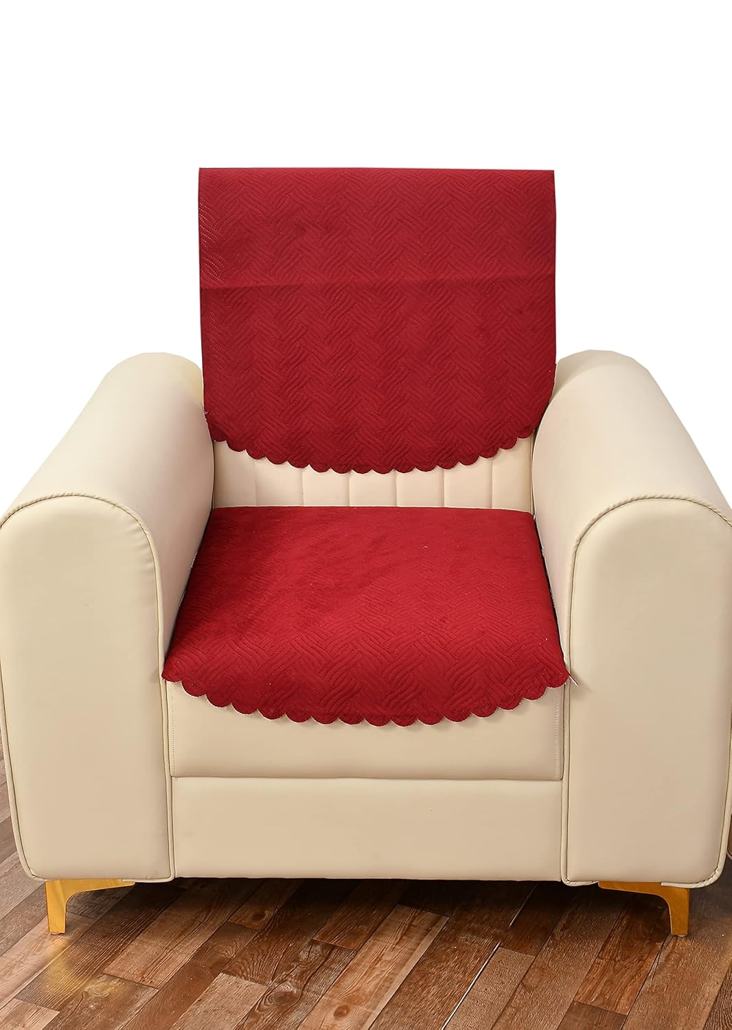 TIB The Intellect Bazaar Quilted Sofa Cover Set of 1 Seater Velvet Sofa ...