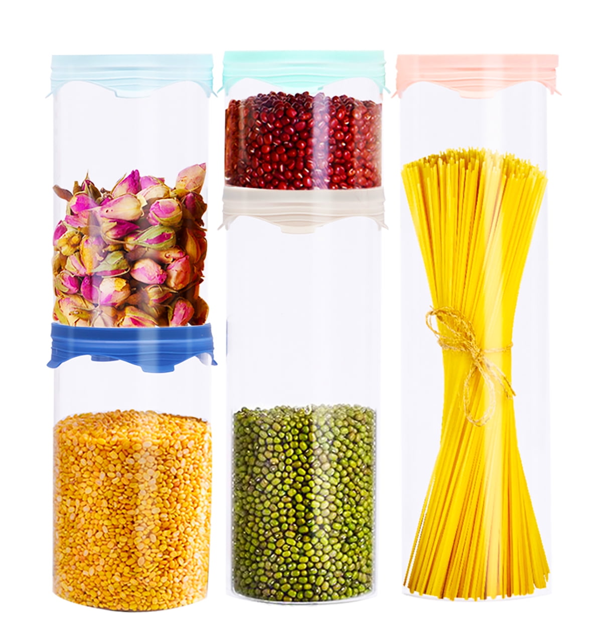 5-Pack Borosilicate Glass Food Storage Jars with Airtight Locking Lids ...