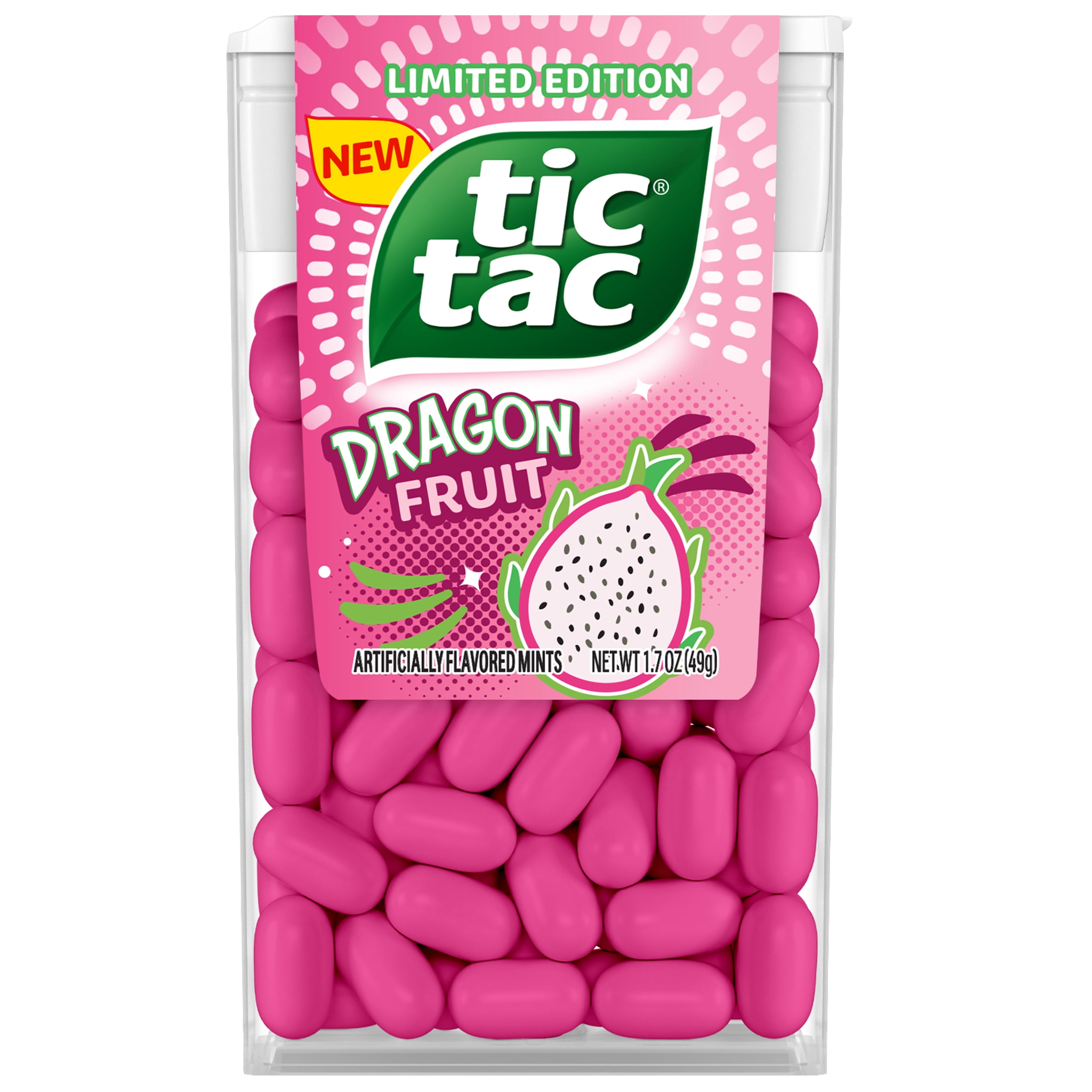 TIC TAC Dragon Fruit Hard Candy Mints, 1.7oz / 49g Single Pack - T100 ...